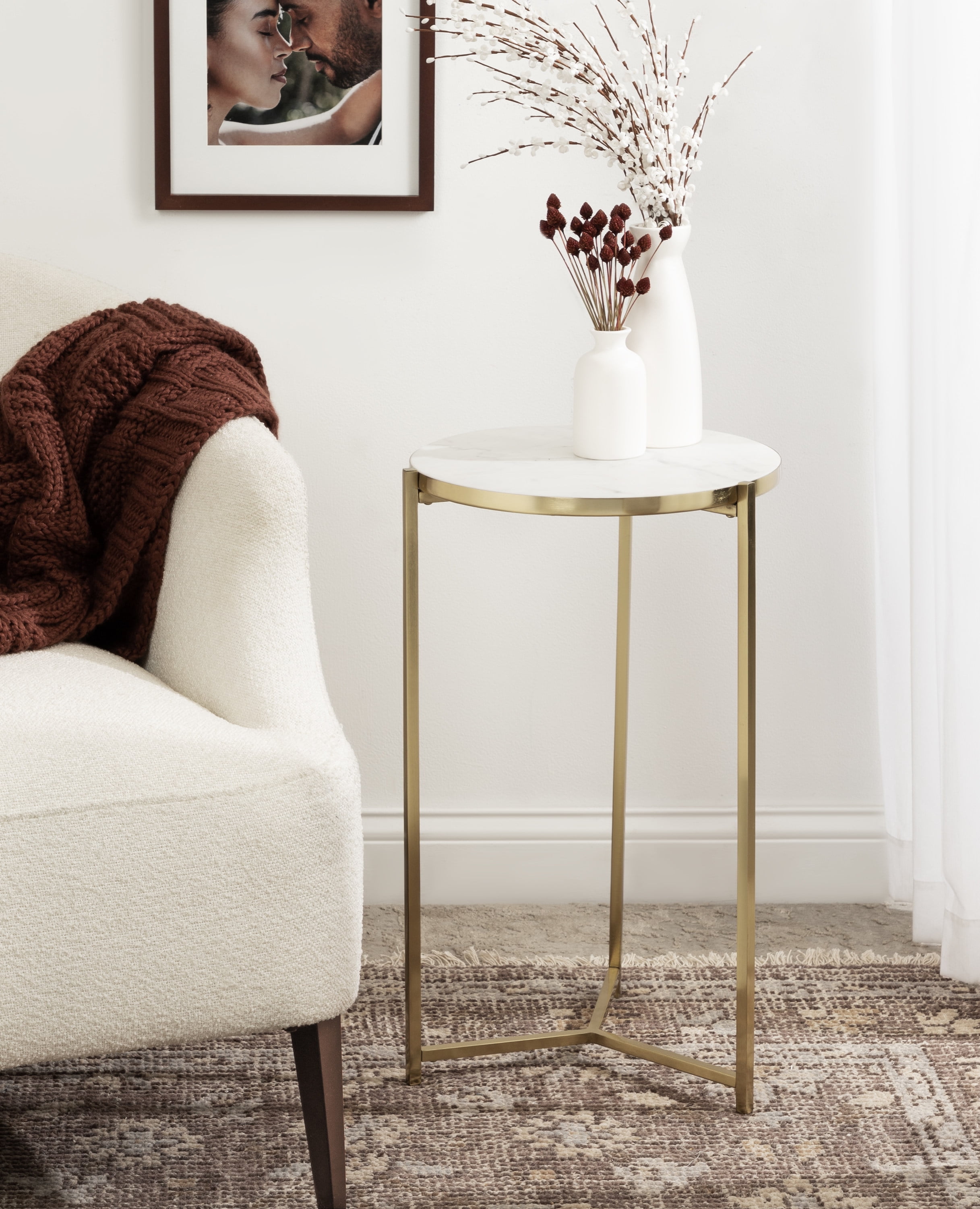 Kate and Laurel Aguilar Modern Round Side Table, 15 x 15 x 24, White ...