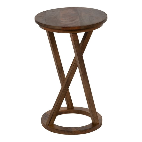 Kate and Laurel Aja Modern Round Side Table, 15 x 15 x 23, Walnut Brown ...