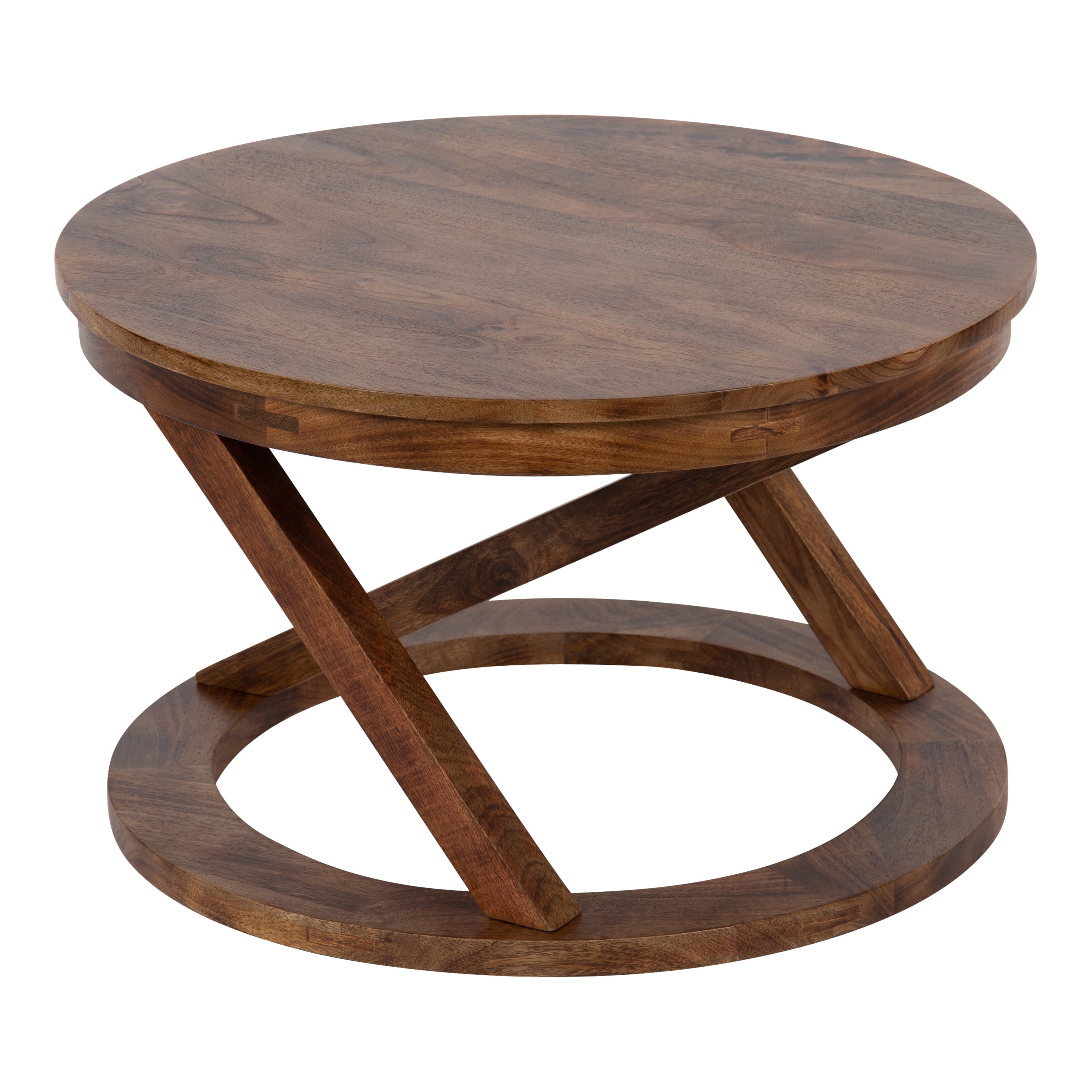 Kate and Laurel Aja Round Wood Coffee Table, 26 Inch Diameter, Walnut ...