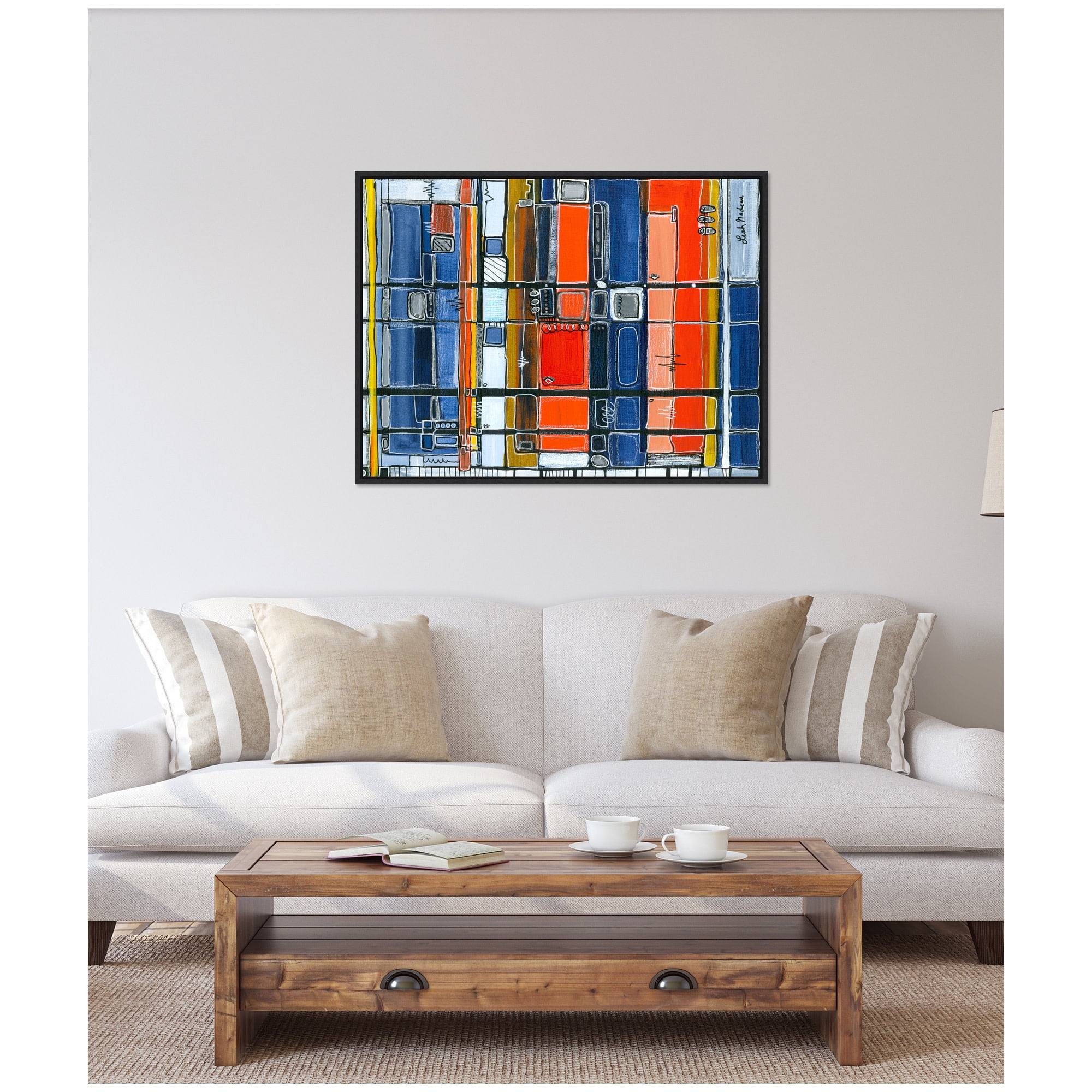 Kate and Laurel BART Horizontal Framed Canvas Wall Art by Leah Nadeau ...