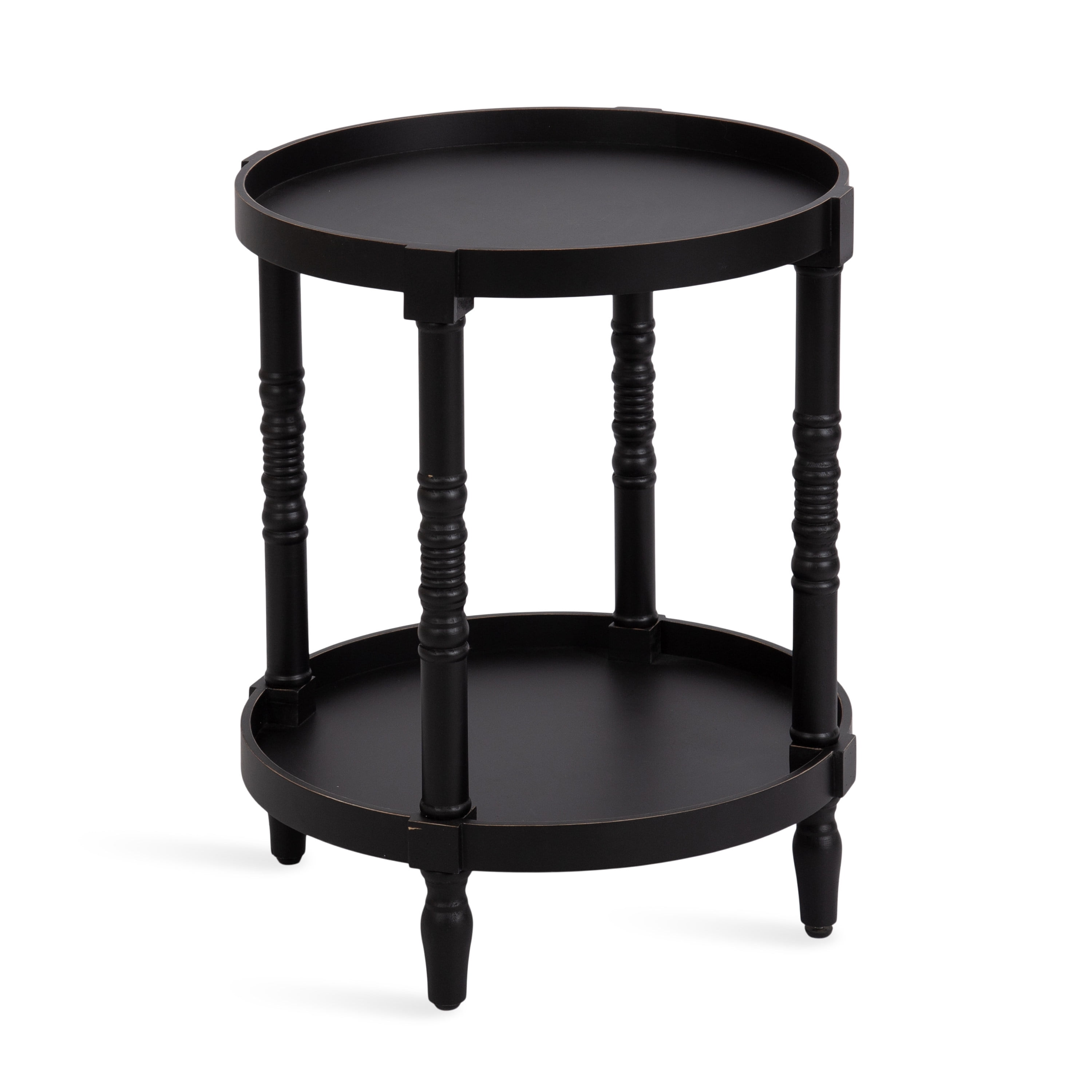 Kate and Laurel Bellport Side Table, Round Wooden Top, Rustic Black ...