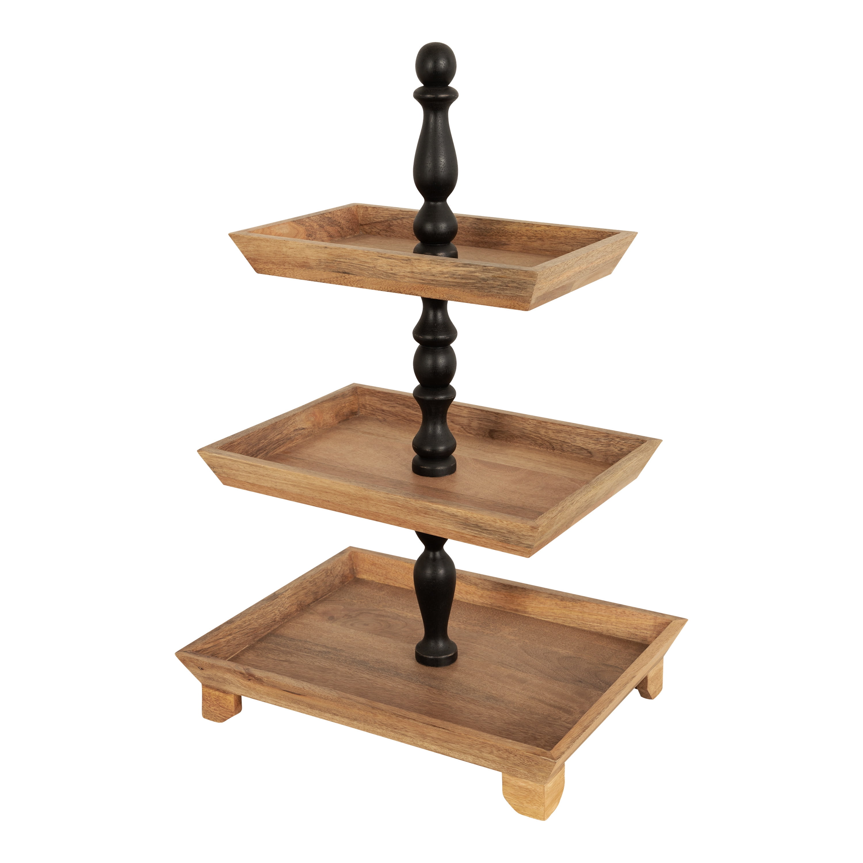 Kate and Laurel Bess Farmhouse 3 Tier Tray, 16 x 12 x 26, Natural Wood ...