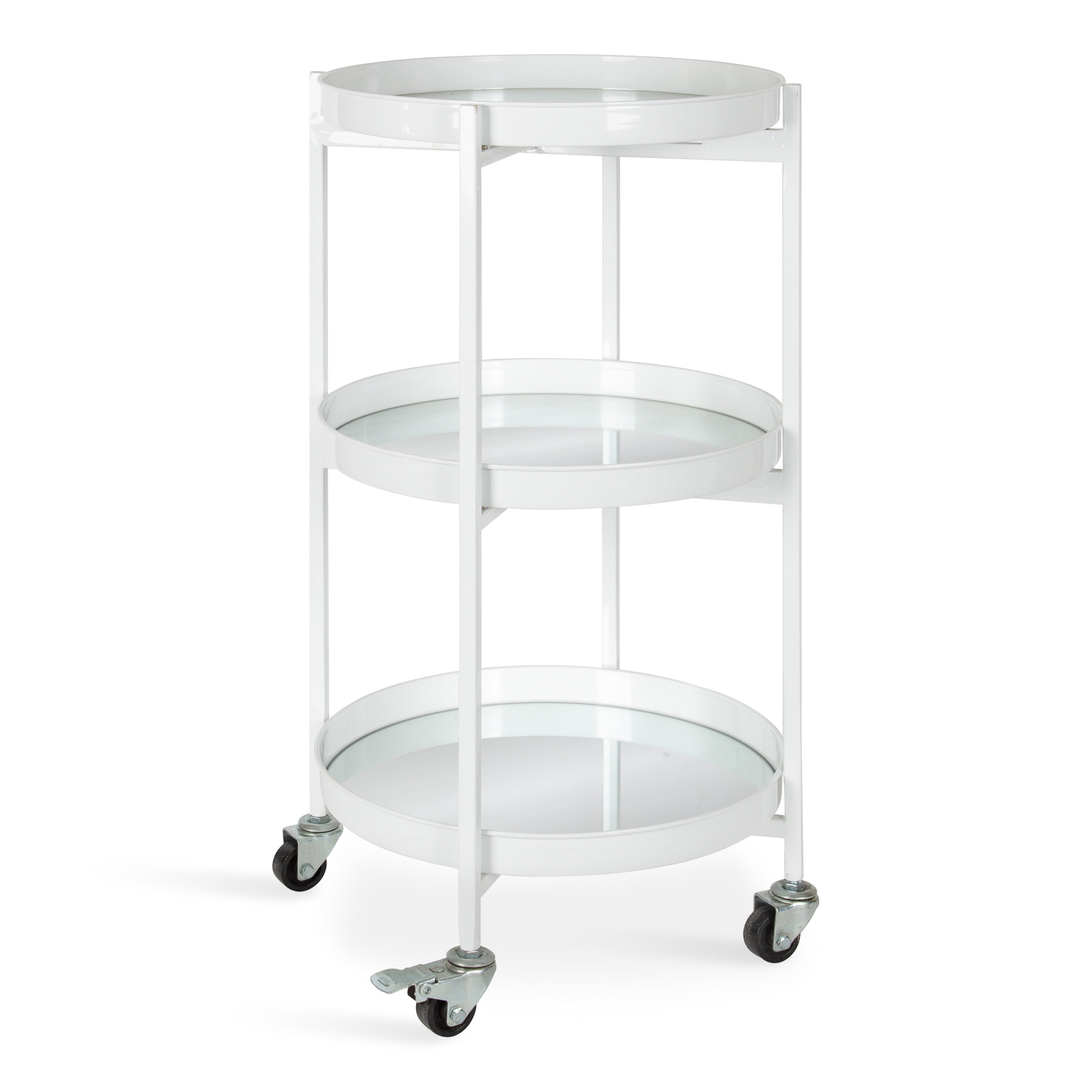 Kate and Laurel Celia Modern Glam 3-Tier Bar Cart, 14 x 14 x 28, White ...