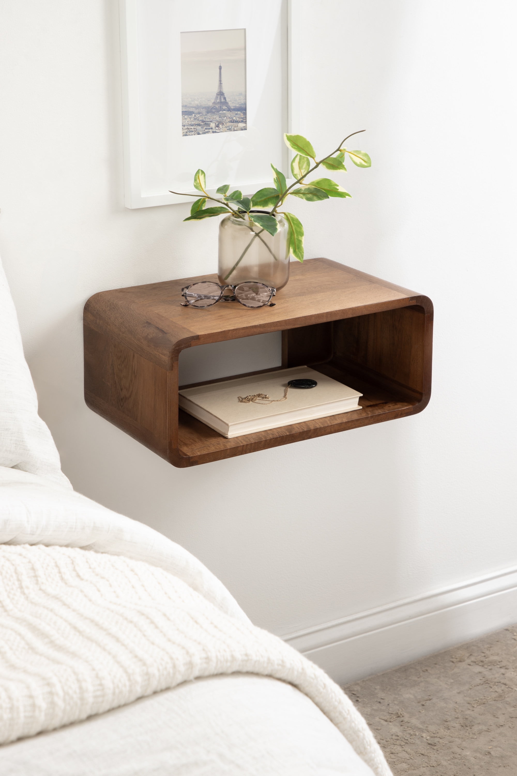 Kate and Laurel Deguara Solid Wood Floating Nightstand for Use as ...