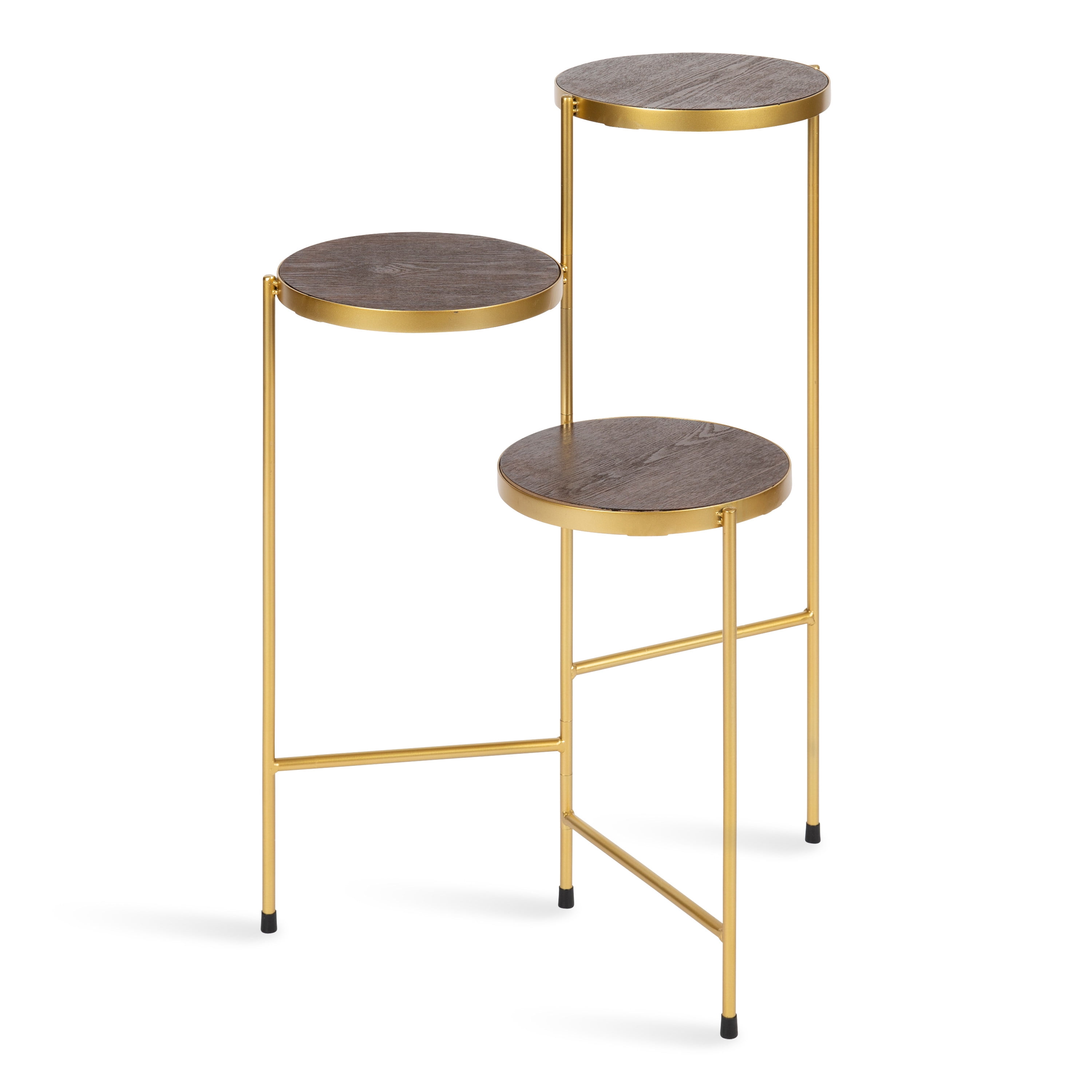 Kate and Laurel Fields Tri-Level Metal Plant Stand, Walnut Brown and ...