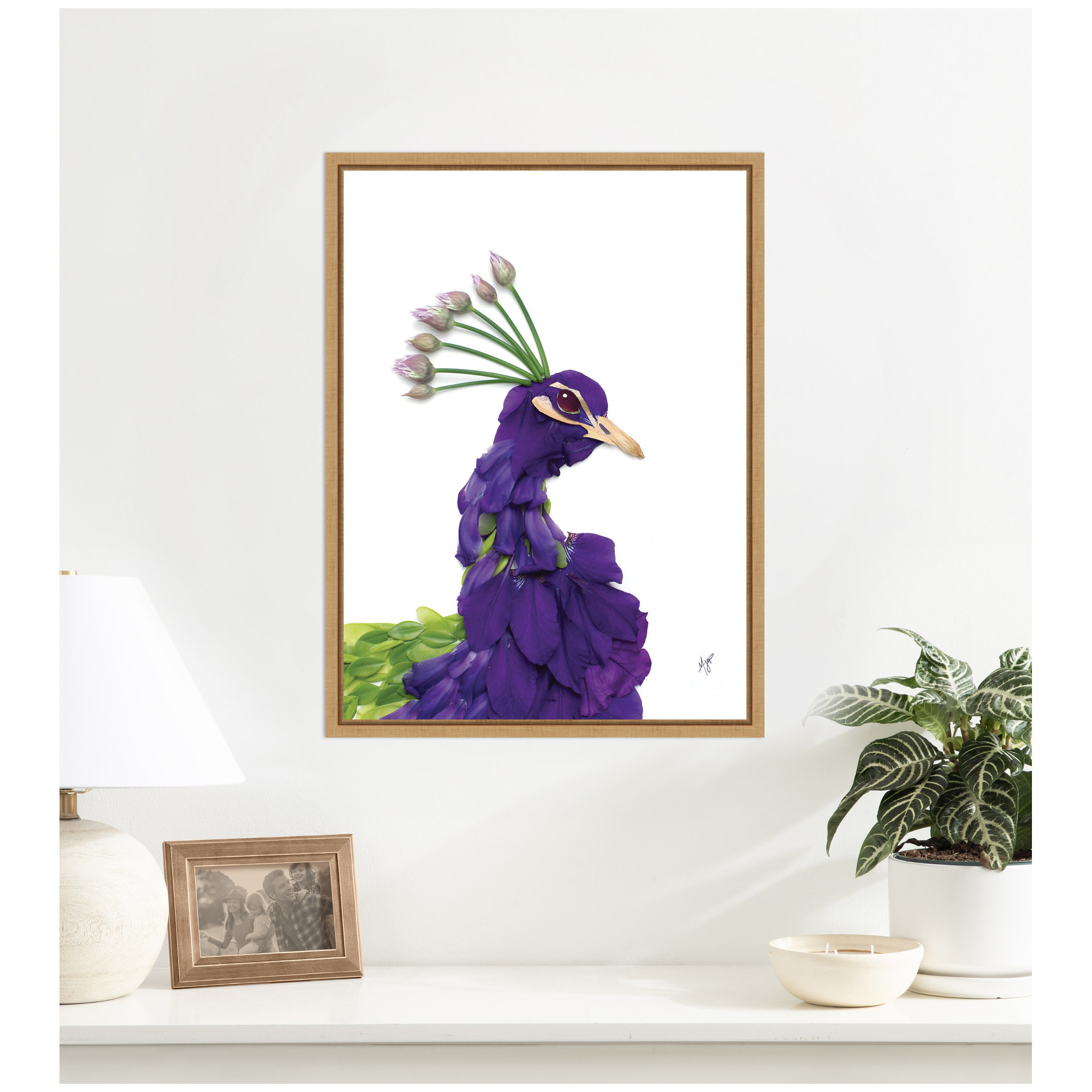 Kate and Laurel Framed Canvas Wall Art Print Peacock by Madeline ...