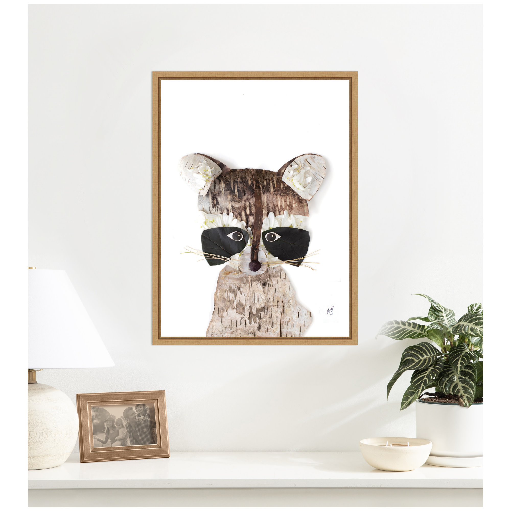 Kate and Laurel Framed Canvas Wall Art Print Raccoon by Madeline ...