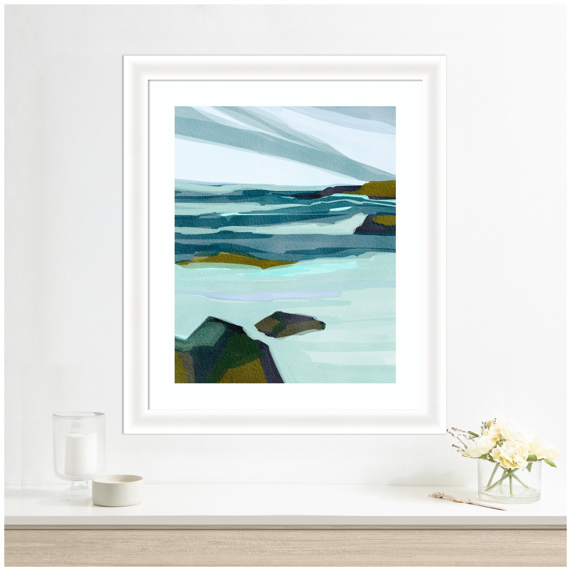 Kate and Laurel Framed Wall Art Print 'Ocean breeze' by Nikita Jariwala ...