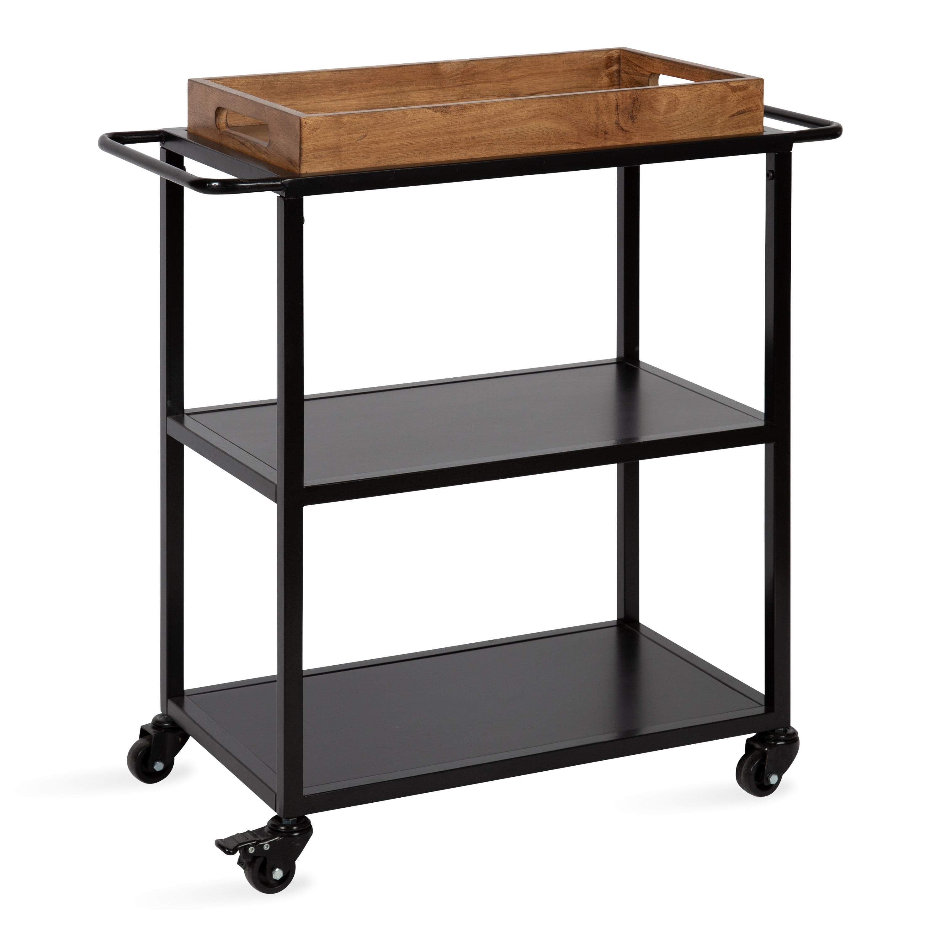 Kate and Laurel Giles Modern 3-Tier Metal Bar Cart, 30"H x 28"W x 13"D ...