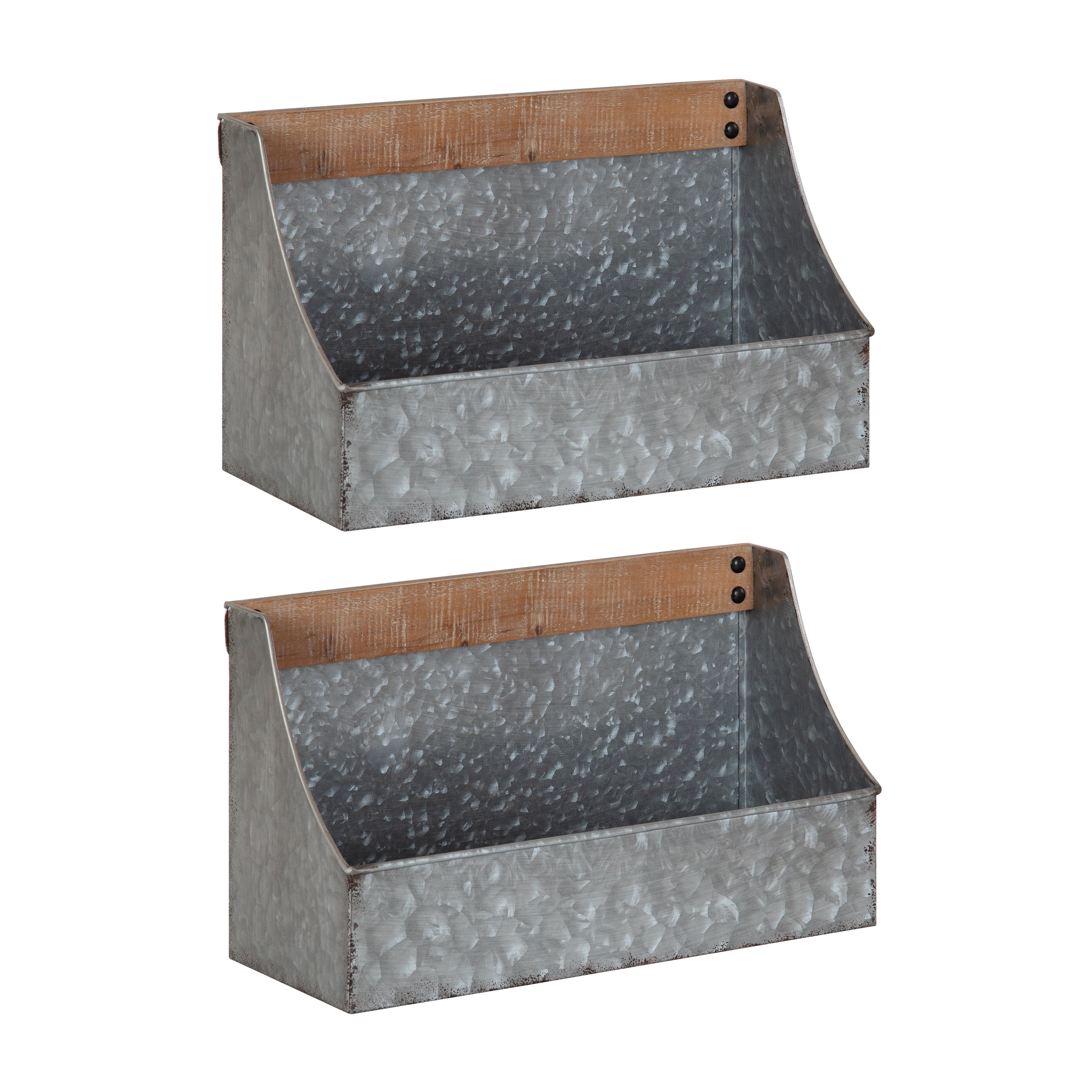Kate and Laurel Gramer Rustic Galvanized Metal Storage Pocket, Set of 2 ...