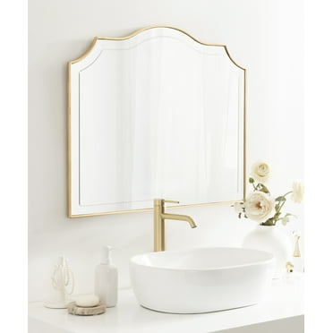 Kate and Laurel Leanna Large Modern Wide Horizontal Arch Wall Mirror ...