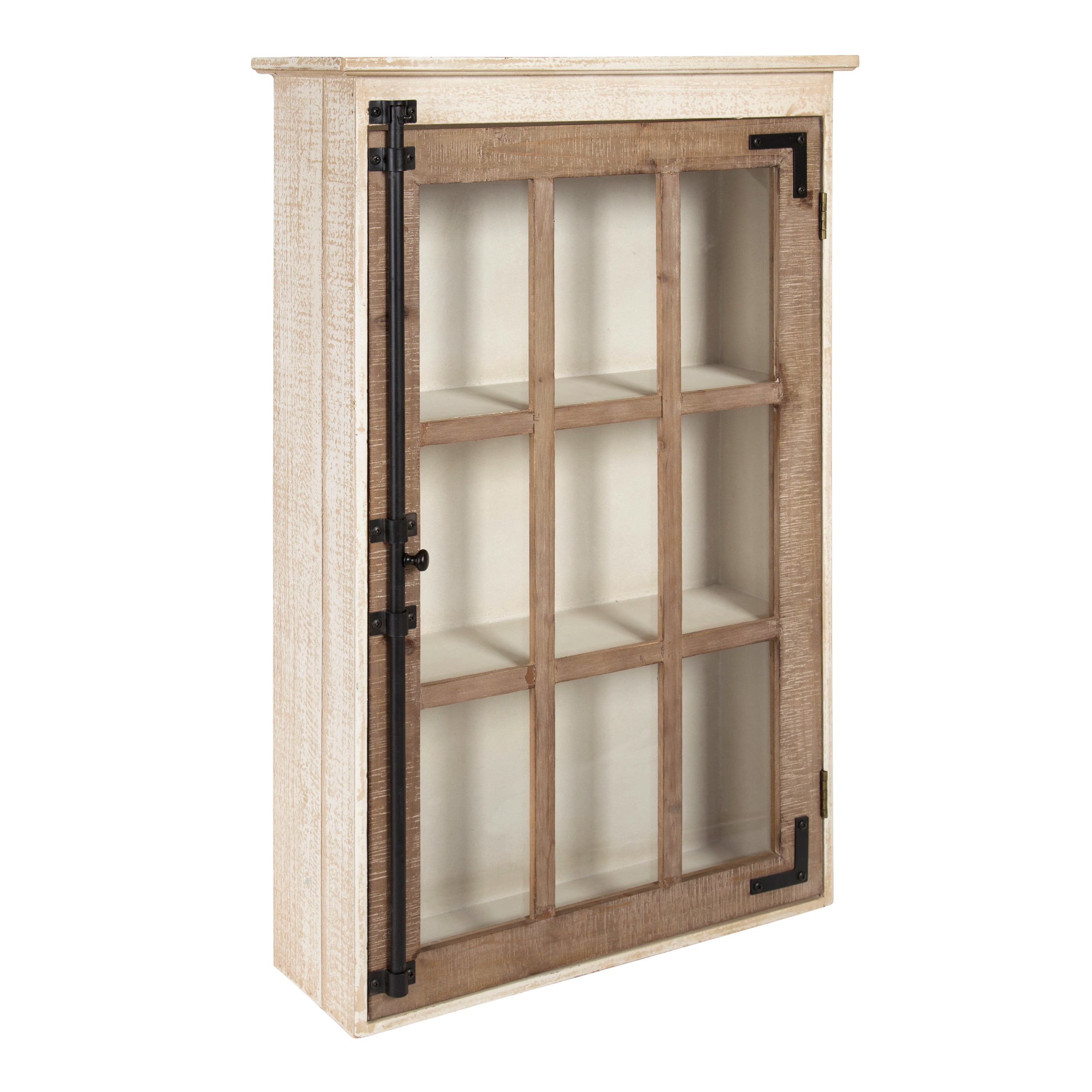 Kate and Laurel Hutchins Farmhouse Wall Storage Cabinet, Solid Shelves ...