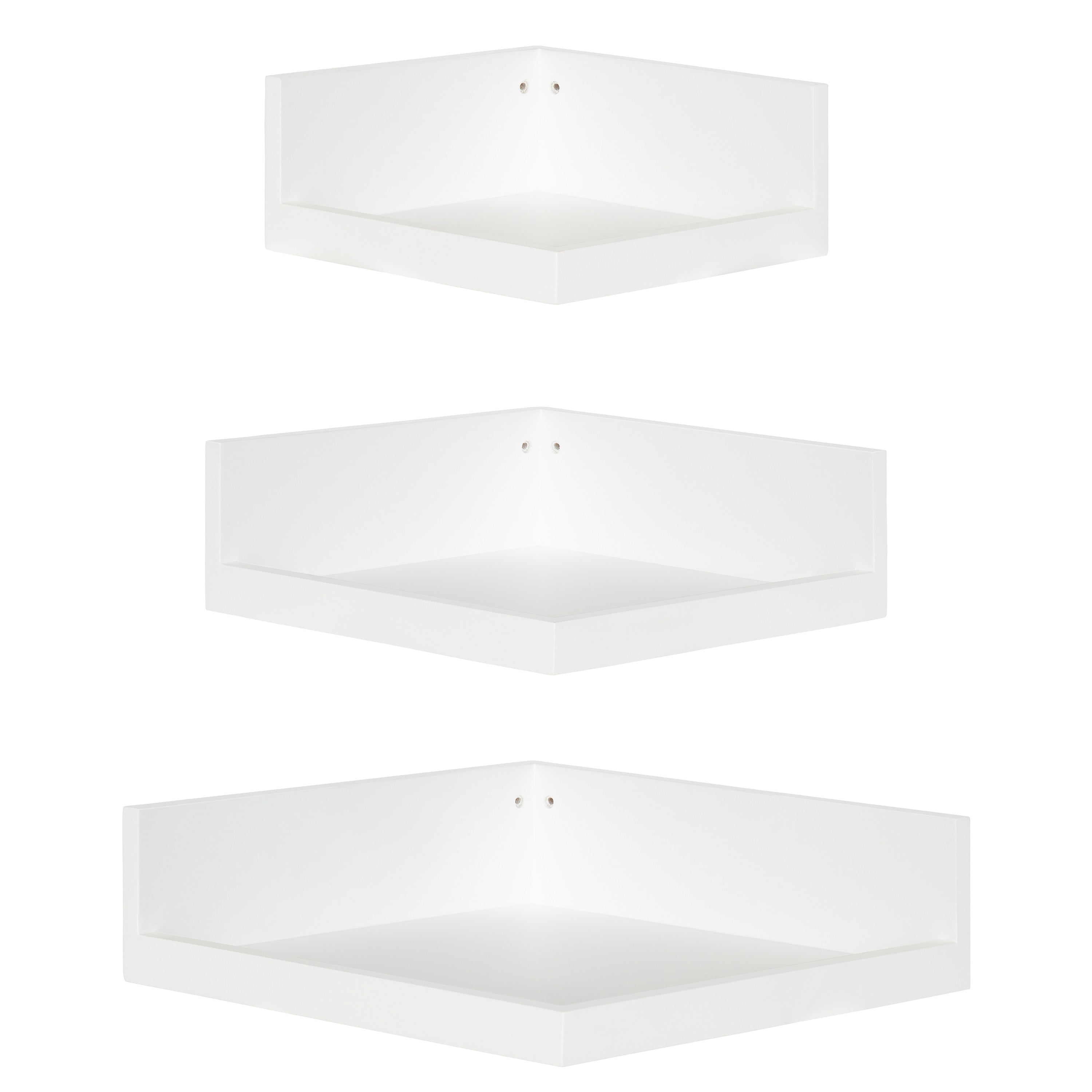 Kate and Laurel Levie Corner Shelf Set, White 3 Piece - Walmart.com