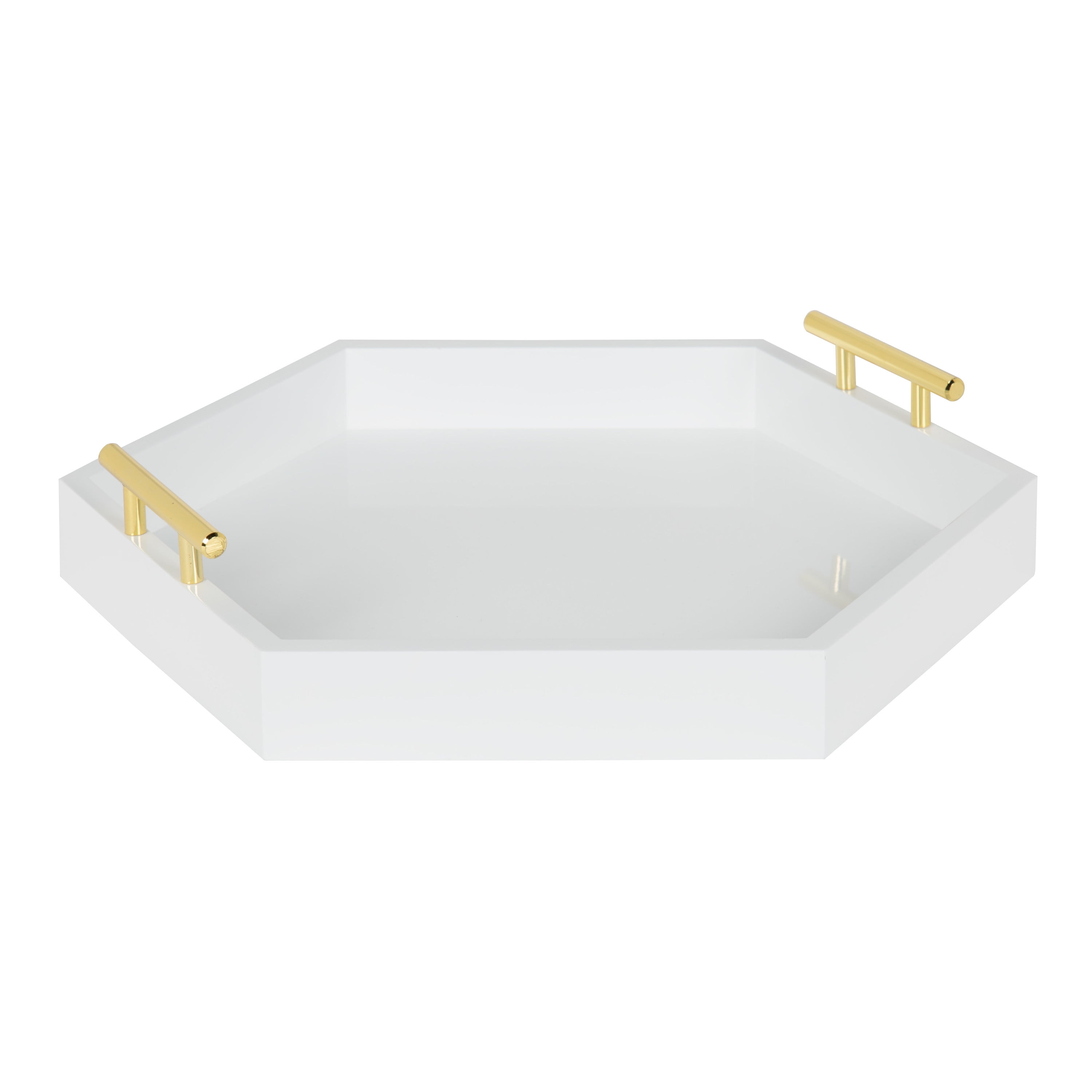 Kate and Laurel Lipton Hexagon Decorative Tray with Polished Metal ...