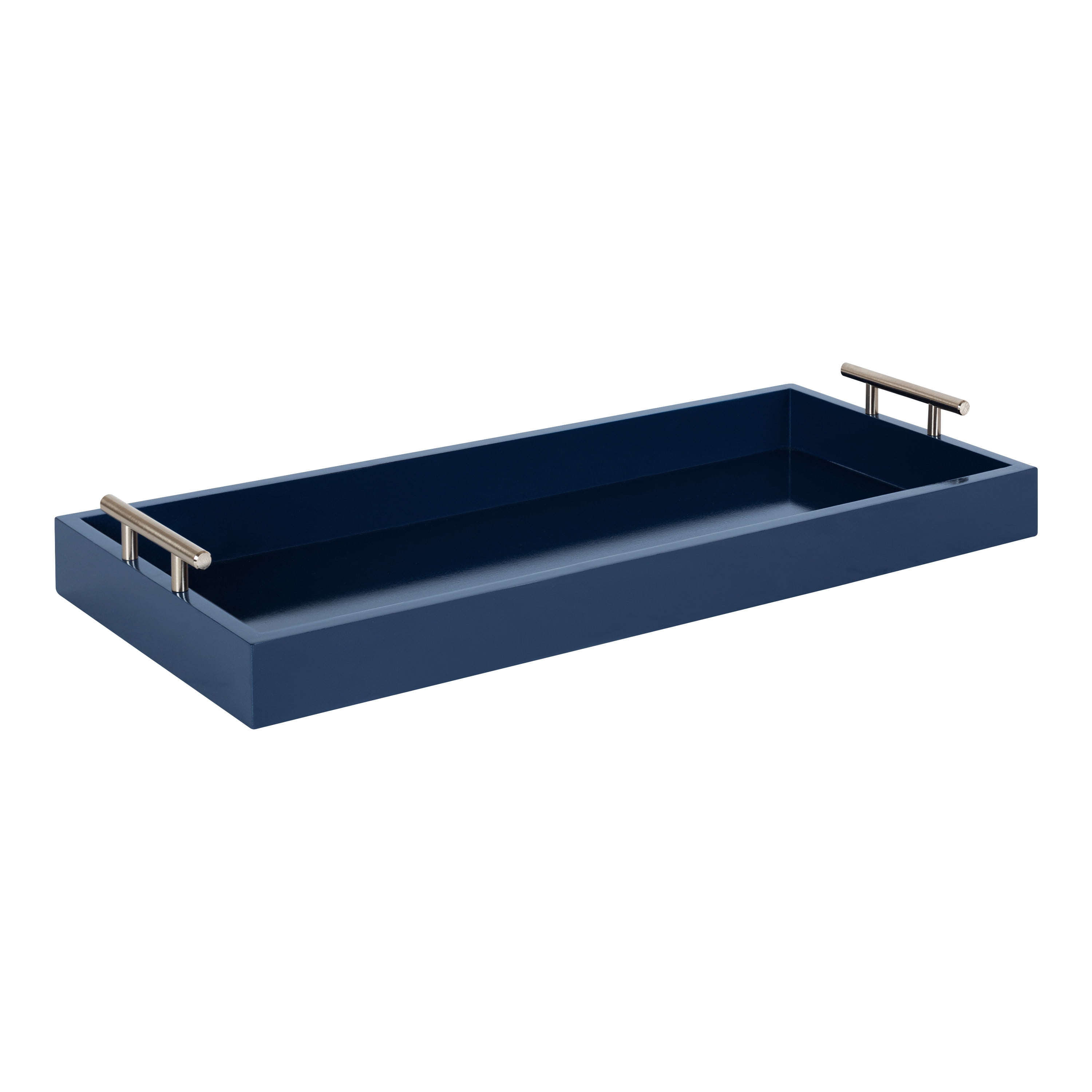 Kate and Laurel Lipton Narrow Decorative Tray, 10 x 24, Navy Blue and ...