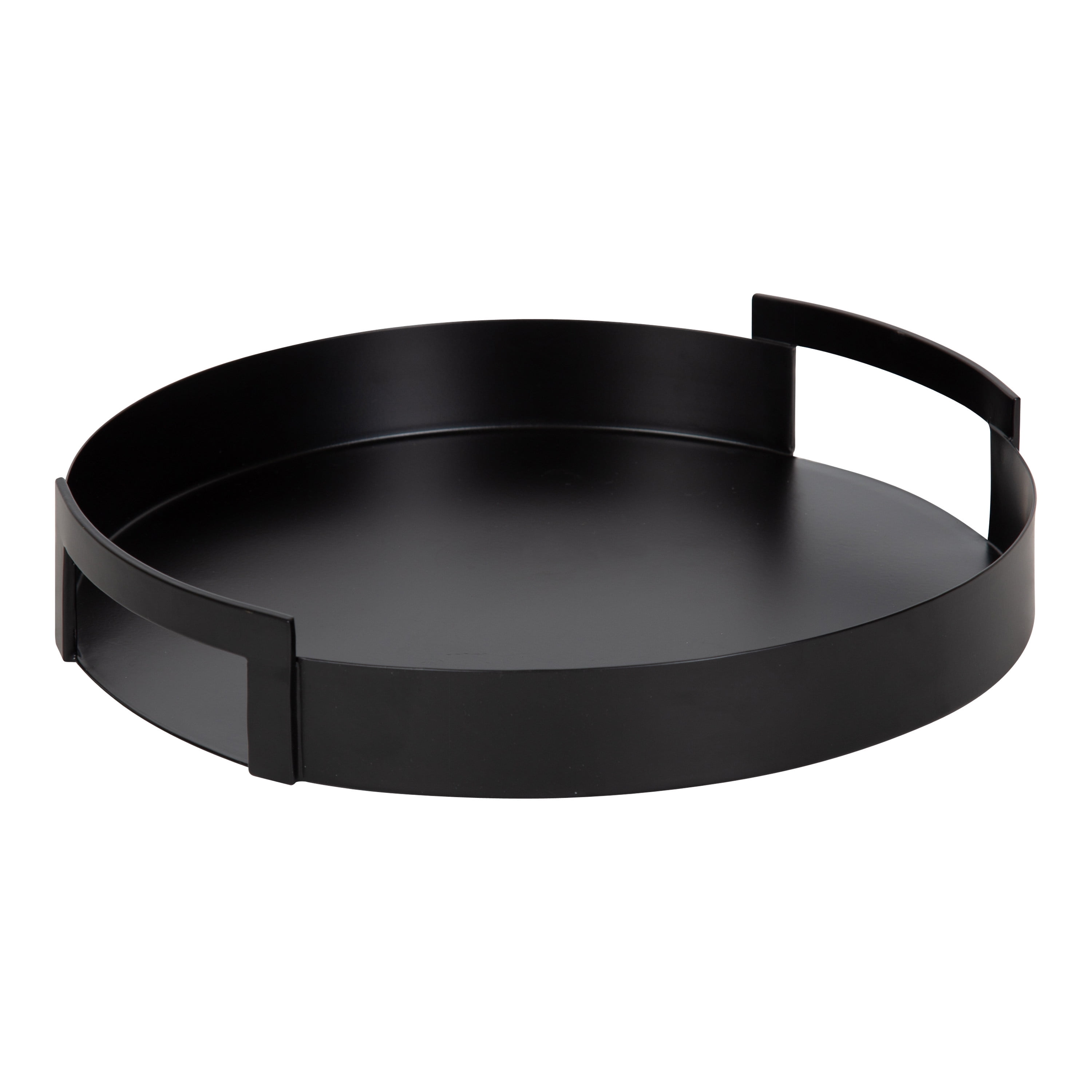 Kate & Laurel Myo Decor, 15 inch Modern Round Metal Tray, Black ...