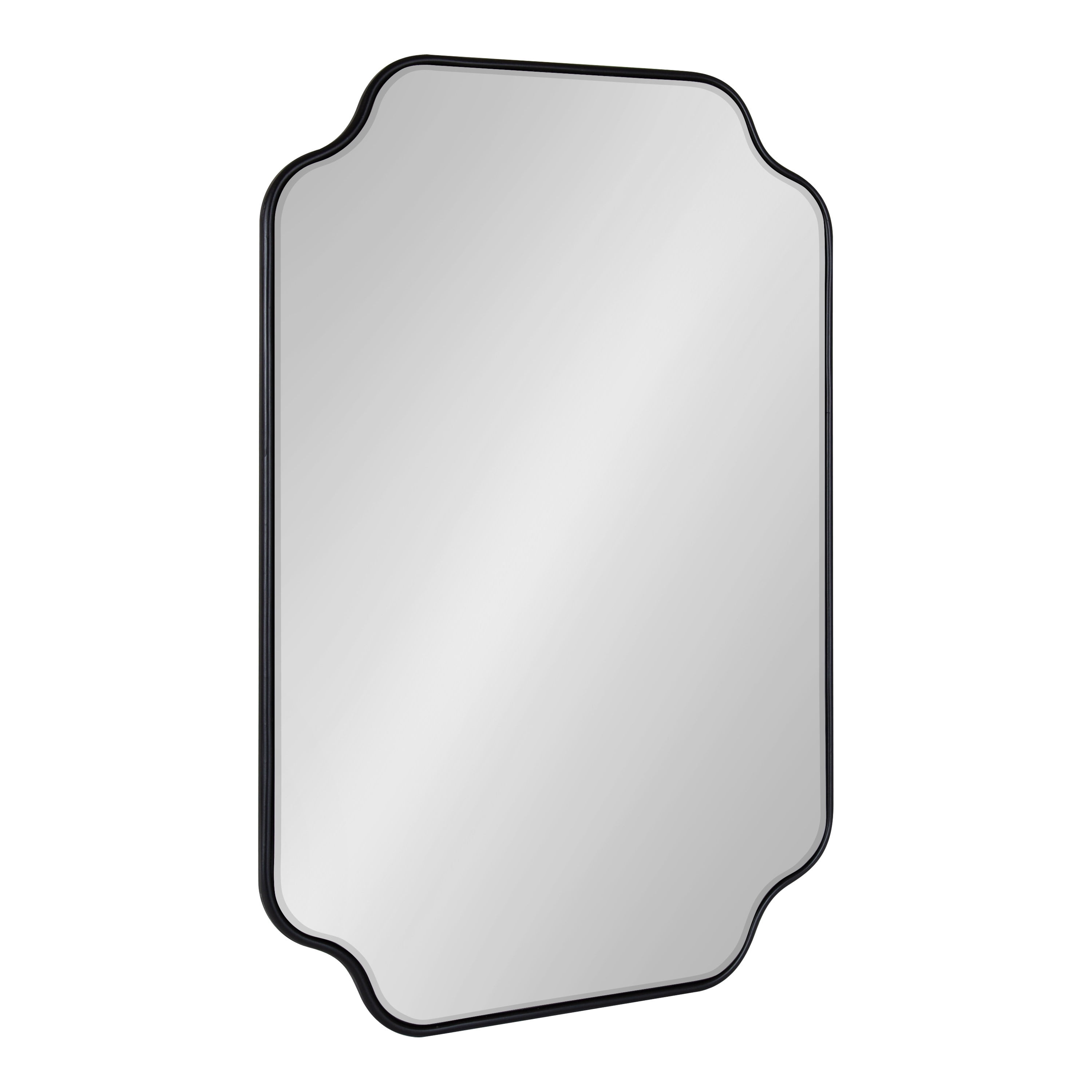 Kate and Laurel Plumley Glam Scalloped Wall Mirror, 24 x 36, Black ...