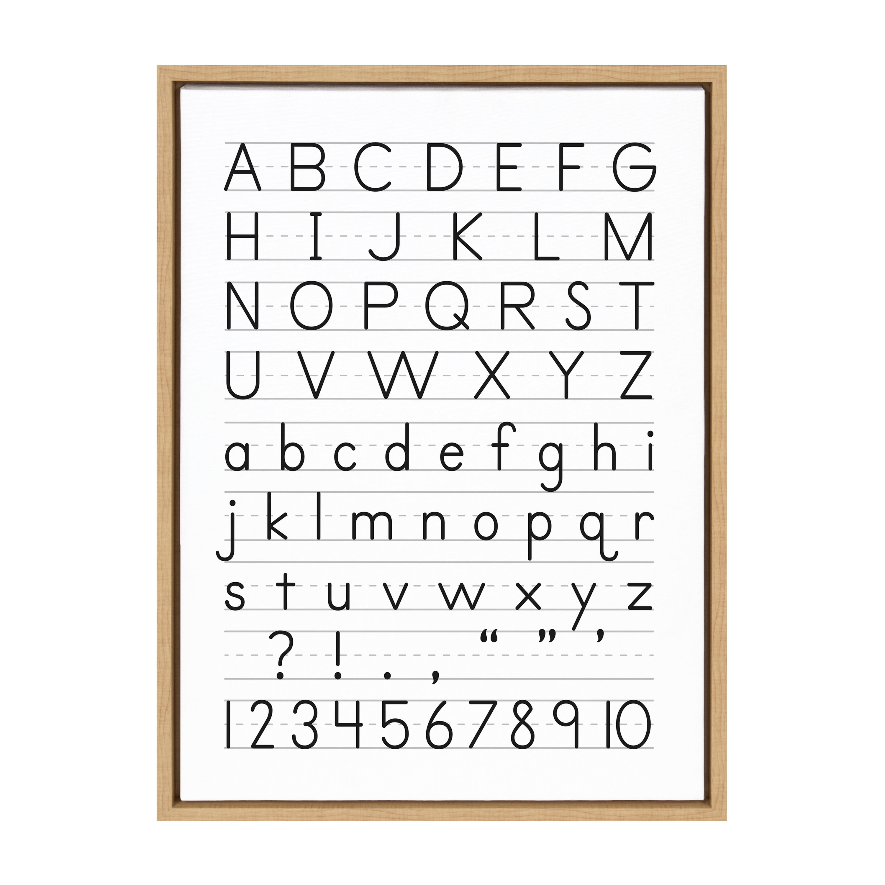 Kate and Laurel Sylvie Alphabet Penmanship Framed Canvas Wall Art by ...