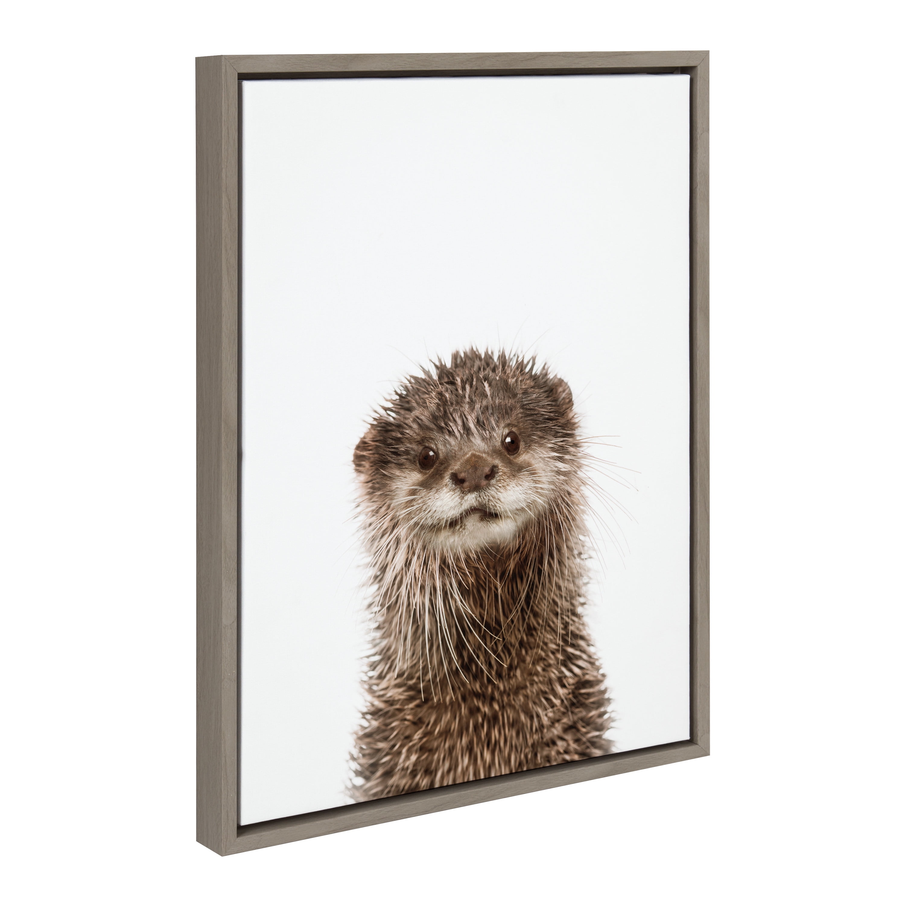 Kate and Laurel Sylvie Animal Studio Otter Framed Canvas Wall Art by ...