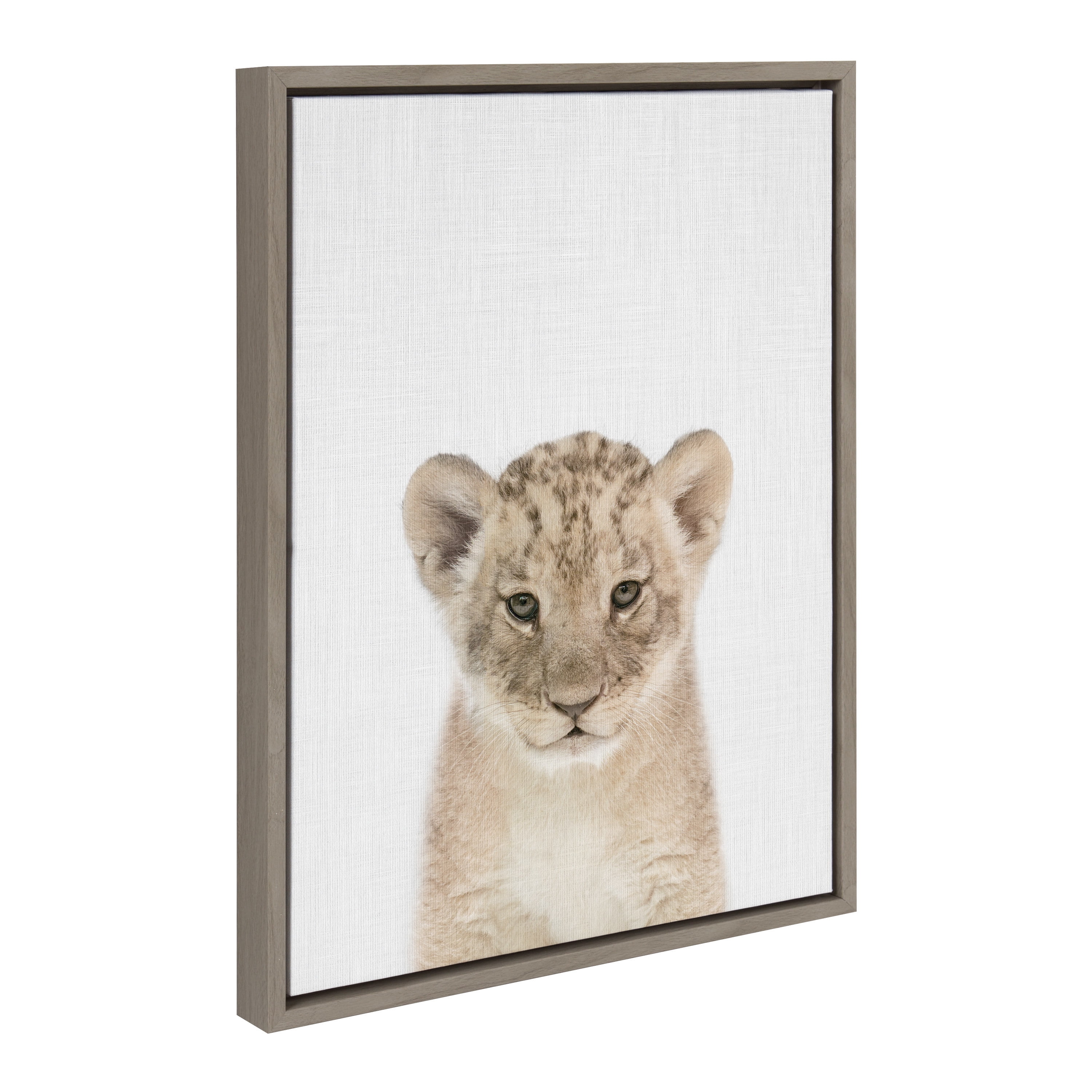 Kate and Laurel Sylvie Baby Lion Color Framed Canvas Wall Art by Simon ...