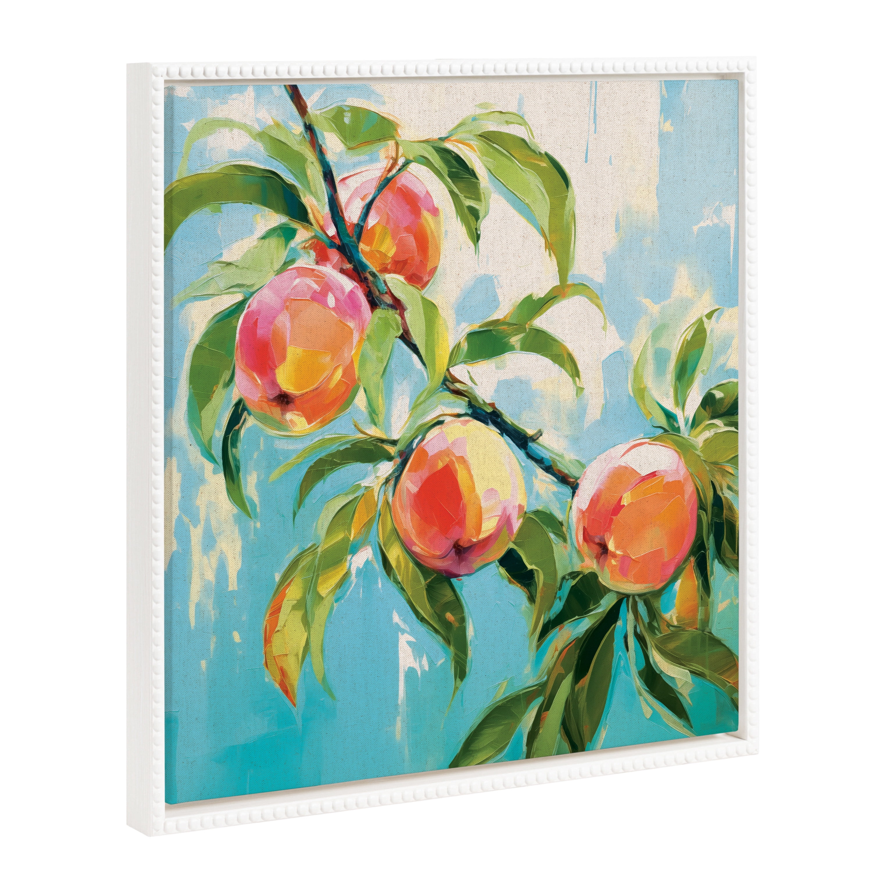 Kate and Laurel Sylvie Beaded Peach Tree Vintage Framed Canvas Wall Art ...