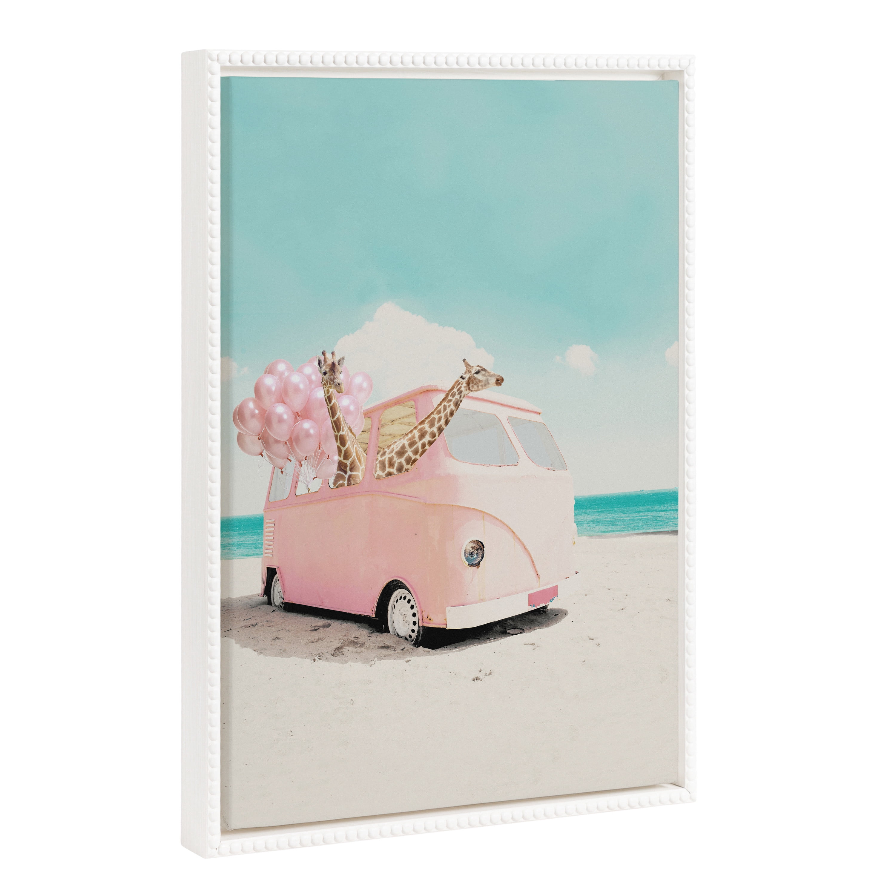 Kate and Laurel Sylvie Beaded Pink Van Vintage Framed Canvas Wall Art ...