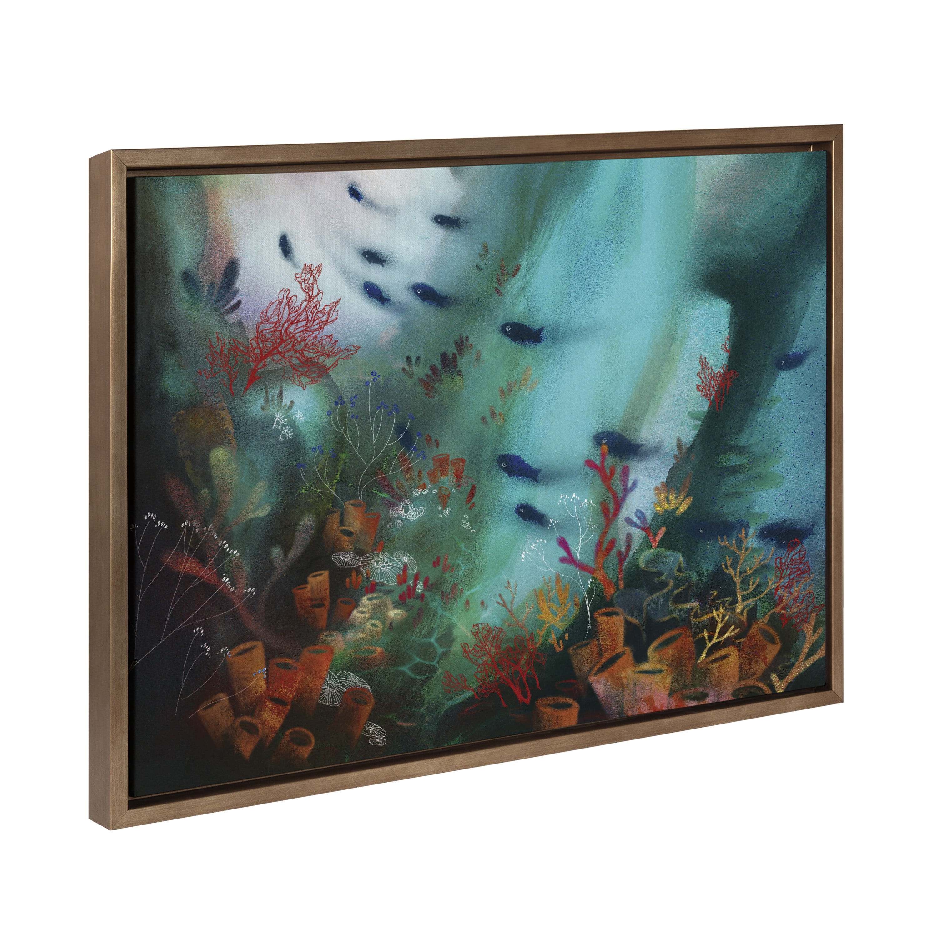 Kate and Laurel Sylvie Coral Cove Framed Canvas Wall Art by Faryn ...