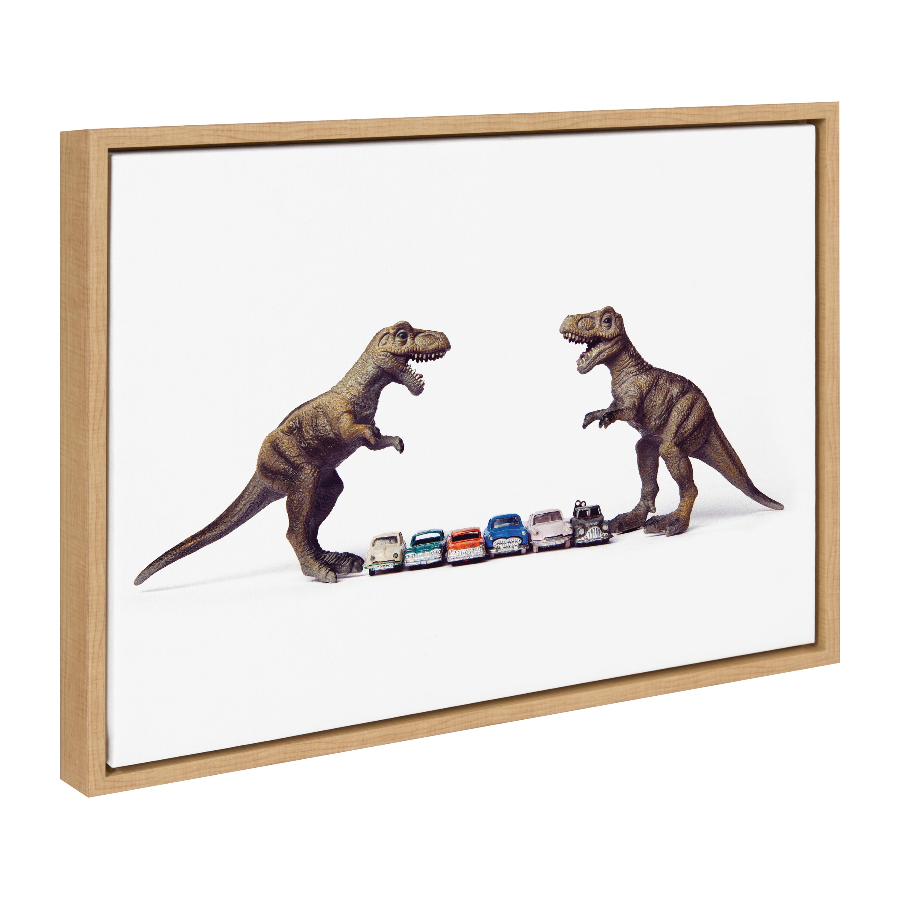 Kate and Laurel Sylvie Dino Cars Faceoff Framed Canvas Wall Art by ...
