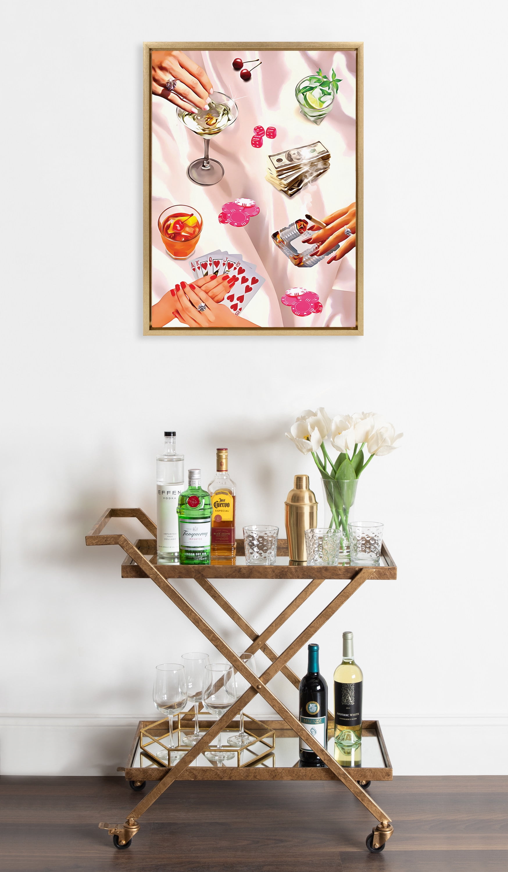 Kate and Laurel Sylvie Game Night Poker Framed Canvas Wall Art by Honey ...