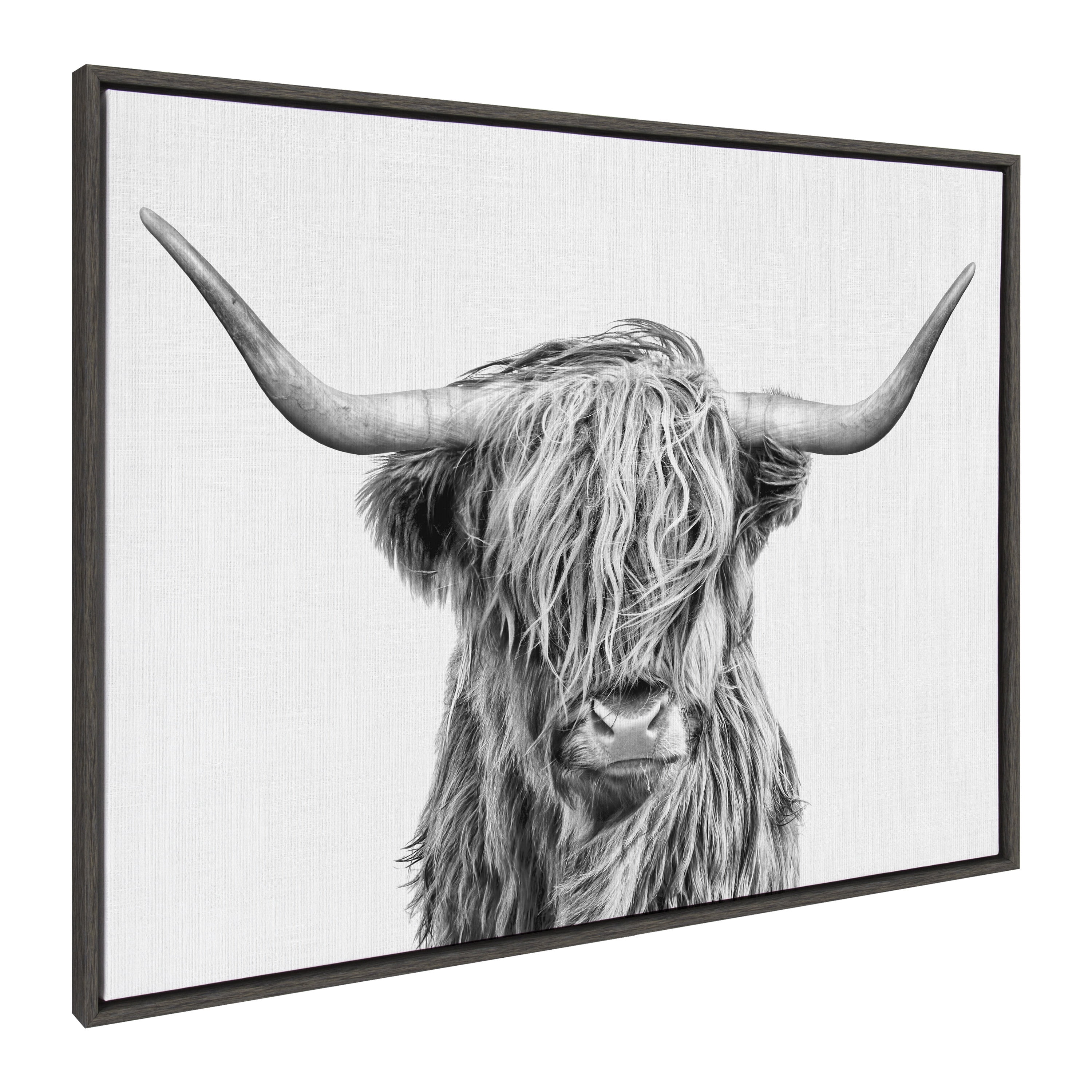 Kate and Laurel Sylvie Highland Cow 2 Framed Canvas Wall Art by Simon ...