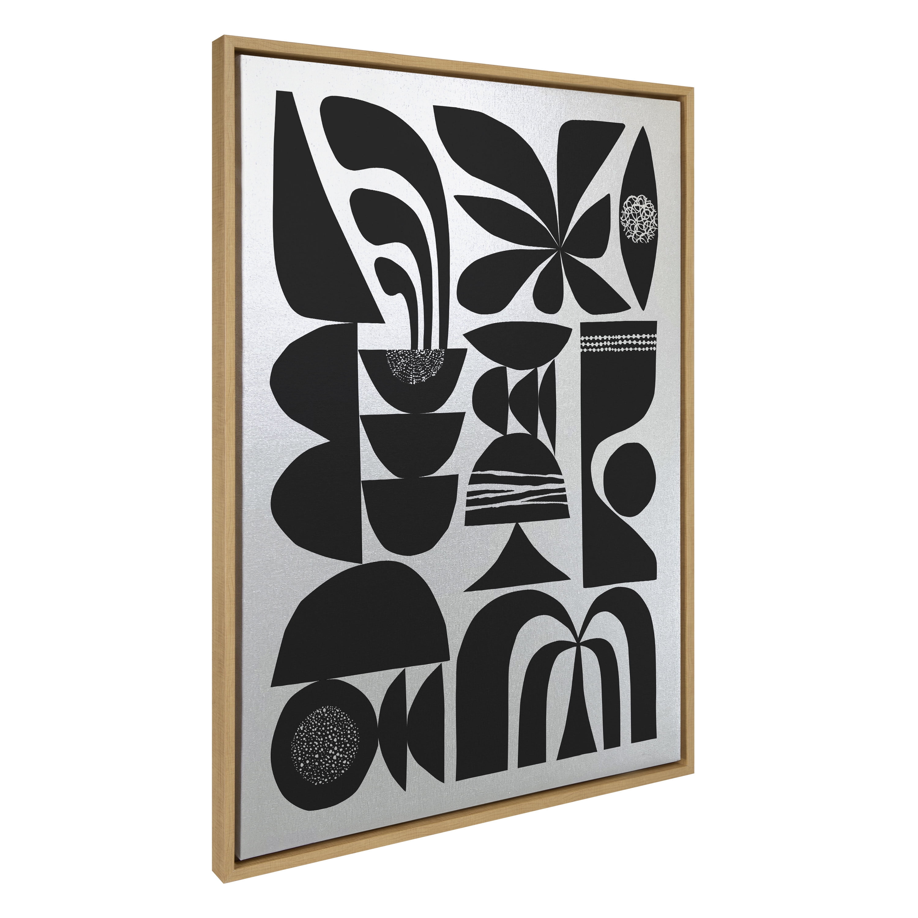 Kate and Laurel Sylvie MCM Plant BW Framed Metallic Canvas Wall Art by ...