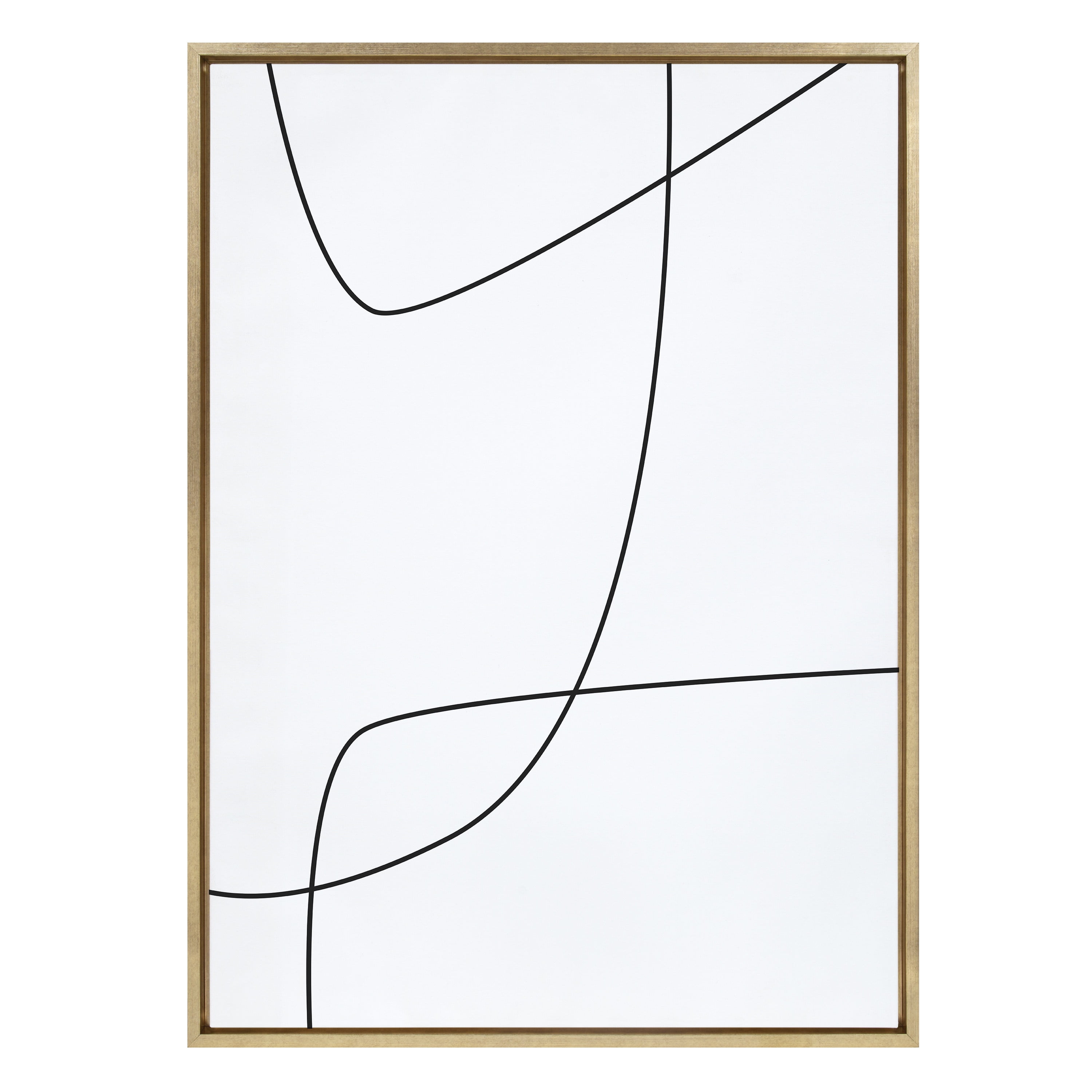 Kate and Laurel Sylvie Modern Line Abstract 3 BW Framed Canvas Wall Art ...