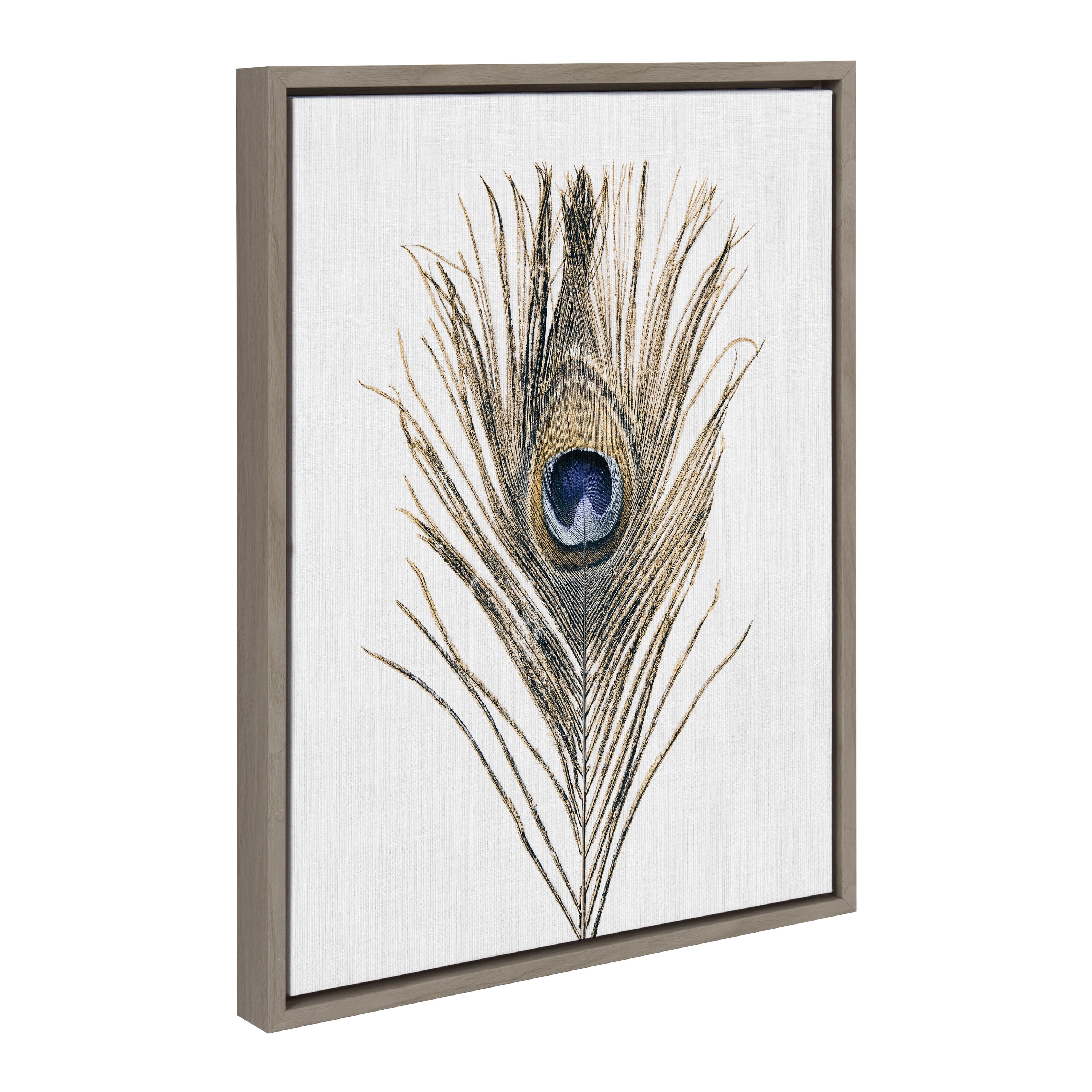Kate and Laurel Sylvie Peacock Feather Framed Canvas Wall Art by Simon ...