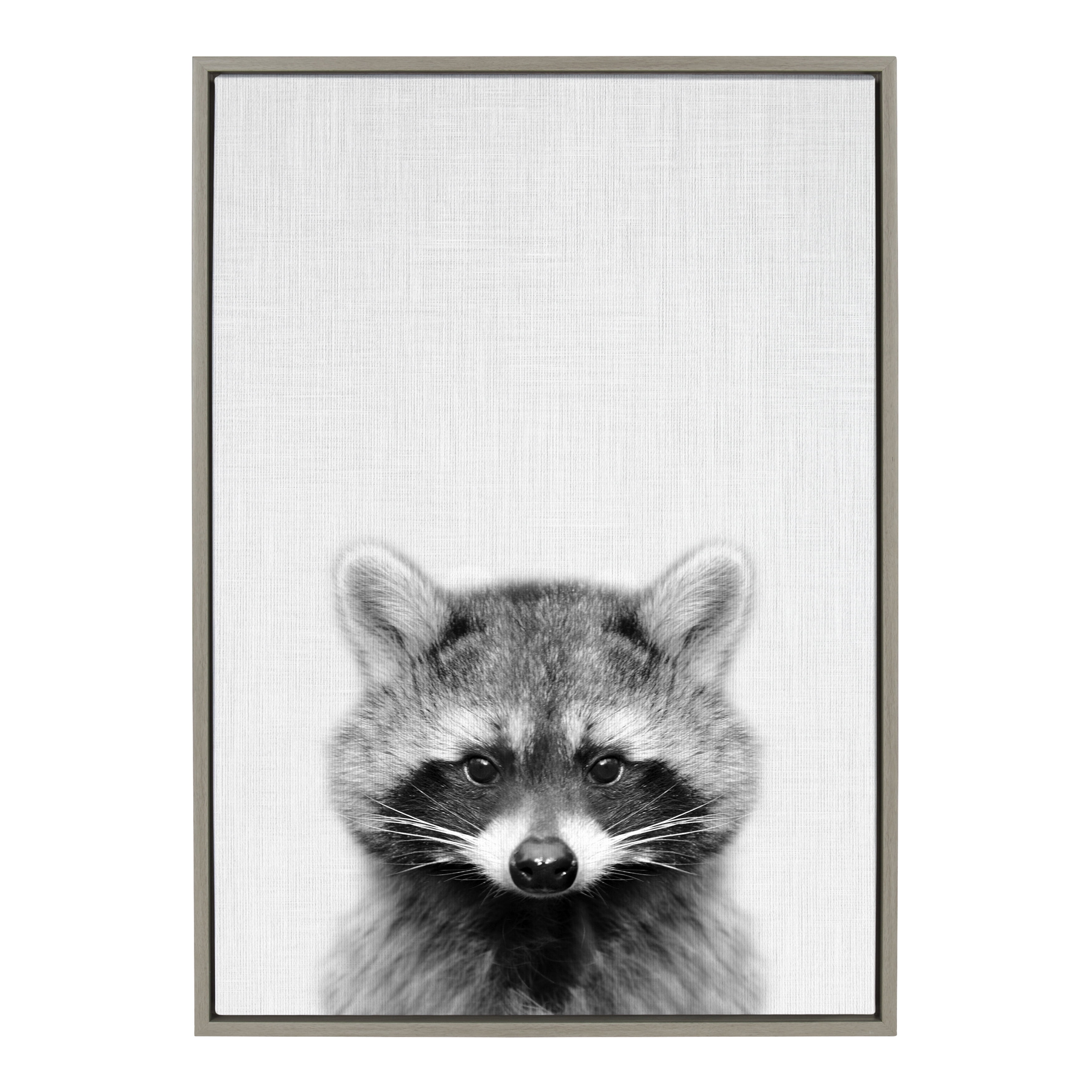 Kate and Laurel Sylvie Raccoon Black and White Portrait Framed Canvas ...