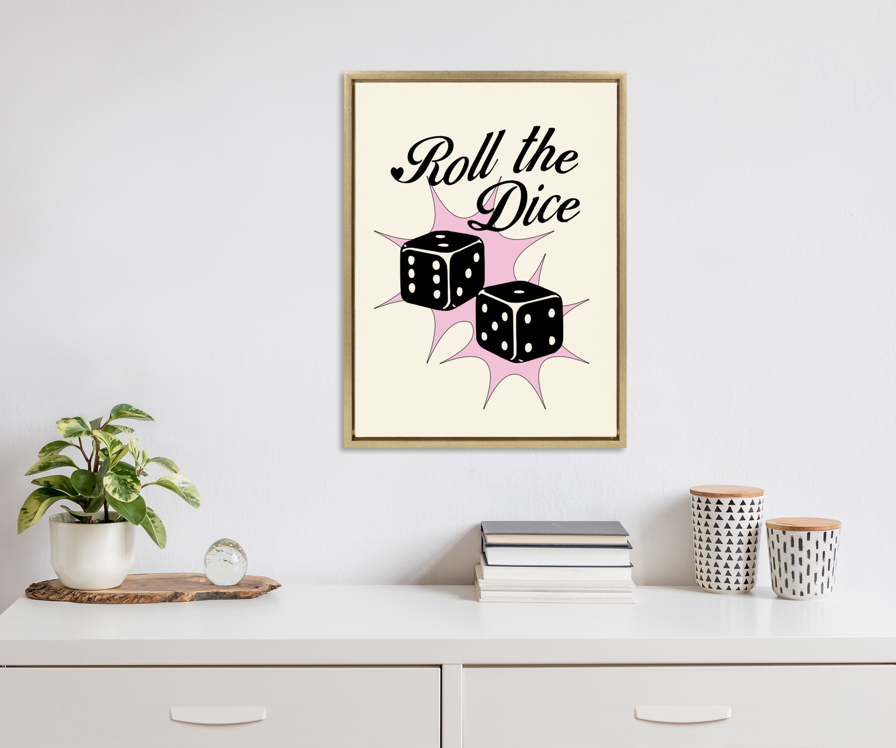 Kate and Laurel Sylvie Roll The Dice Pink Framed Canvas Wall Art by ...