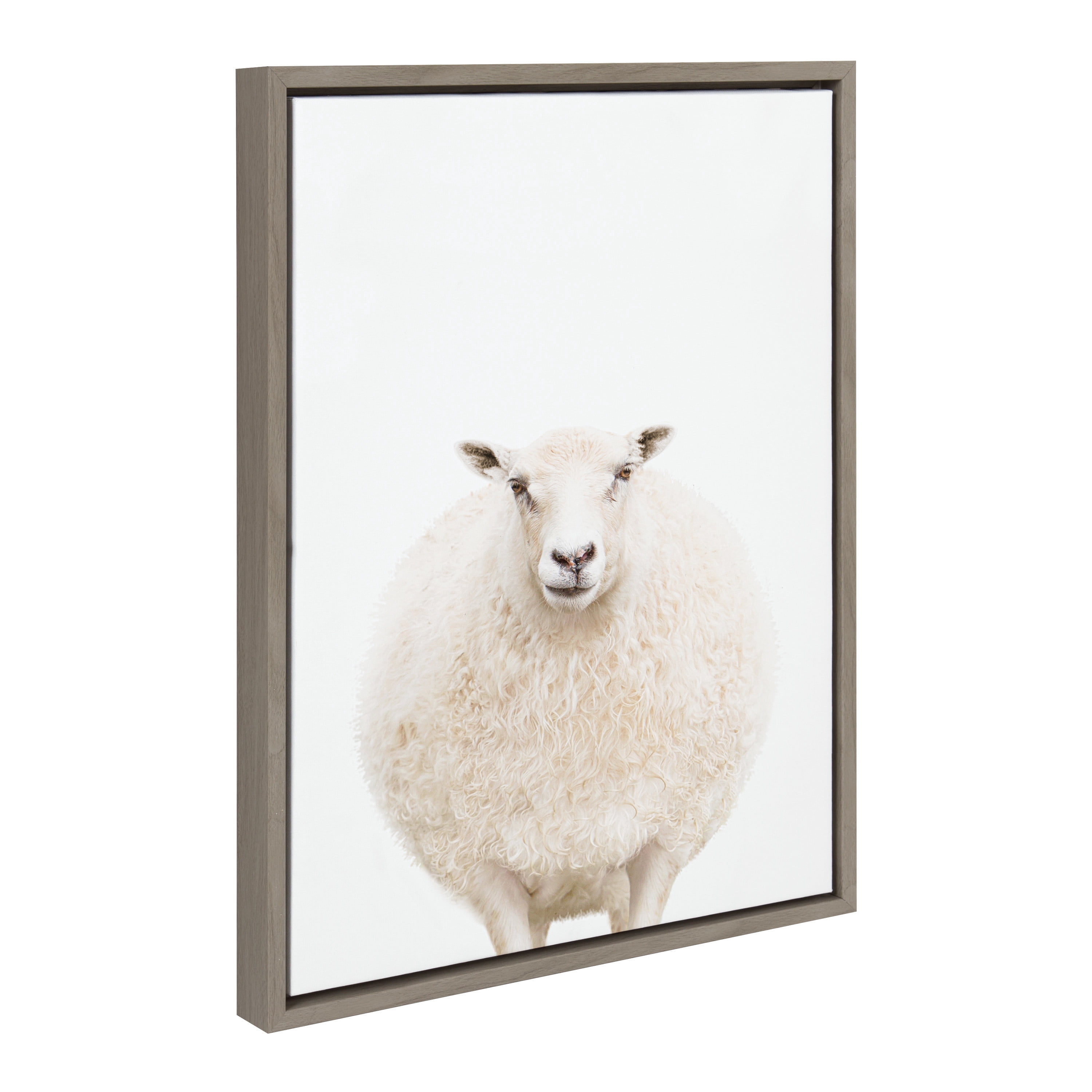 Kate and Laurel Sylvie Round Sheep Portrait Framed Canvas Wall Art by ...