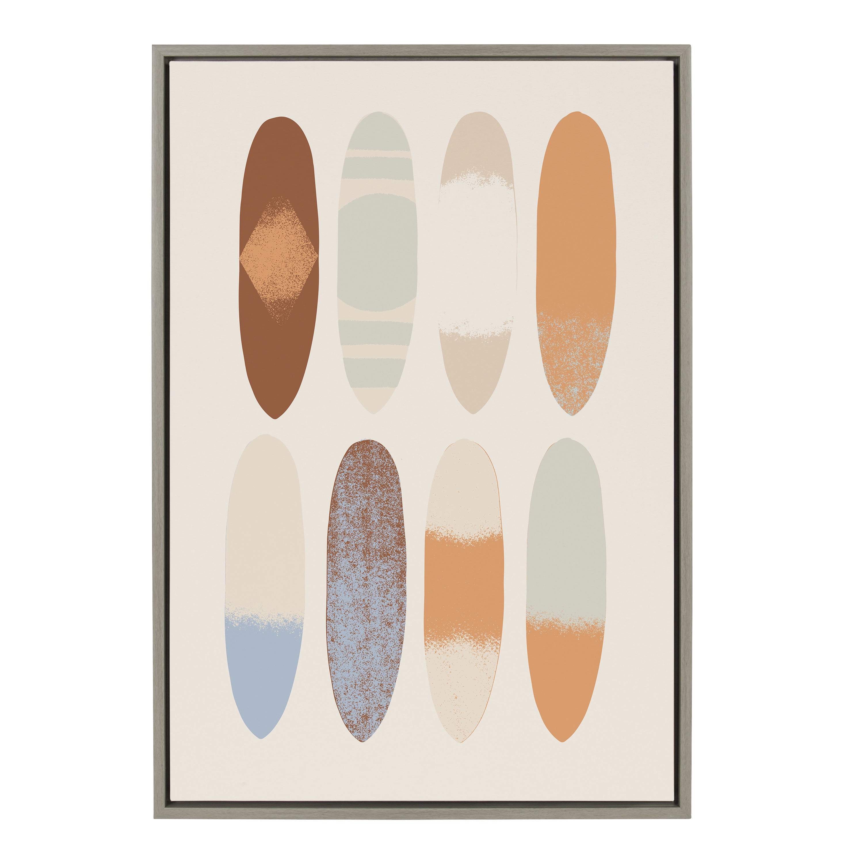 Kate and Laurel Sylvie Sea Breeze Board Pattern Framed Canvas Wall Art ...
