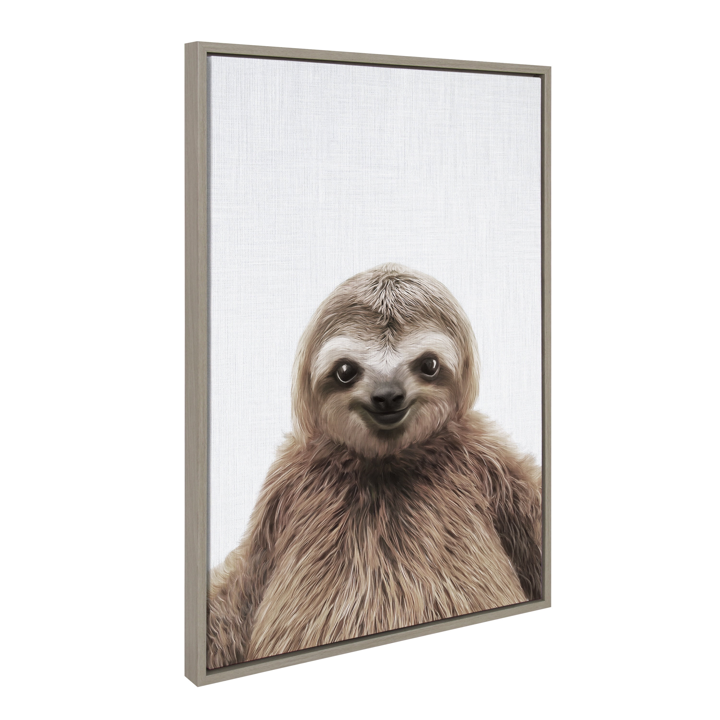 Kate and Laurel Sylvie Sloth Color Framed Canvas Wall Art by Simon Te ...