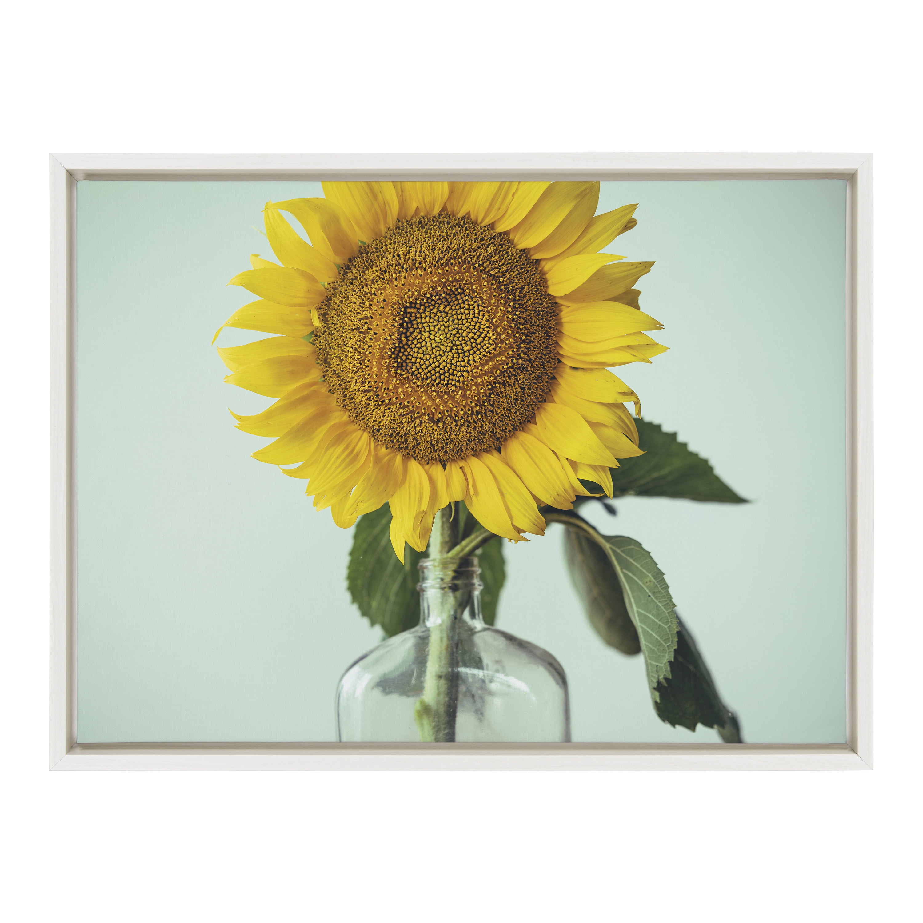 Kate And Laurel Sylvie Solo Sunflower Framed Canvas Wall Art By Emiko