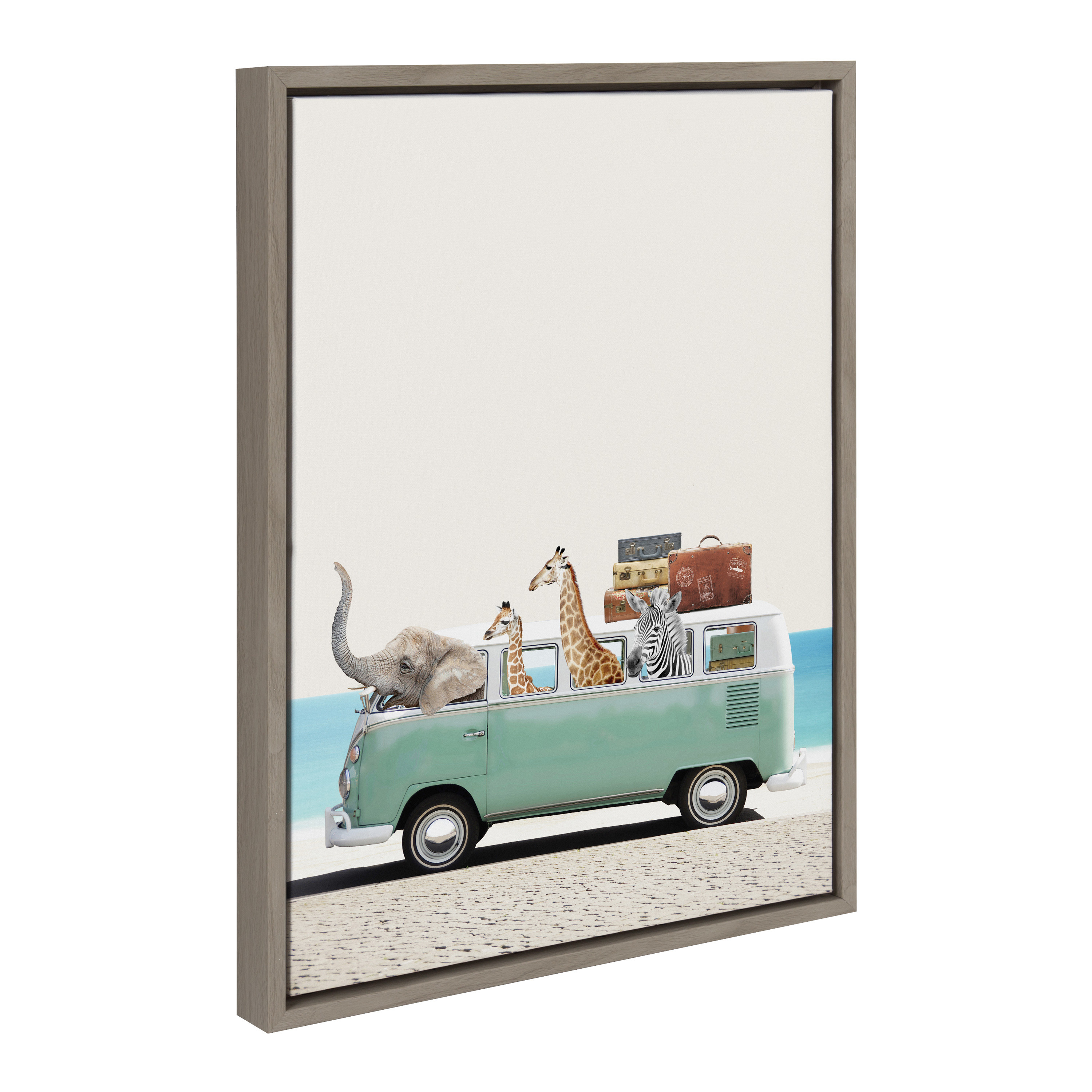 Kate and Laurel Sylvie Summer Animal Adventures Framed Canvas Wall Art ...