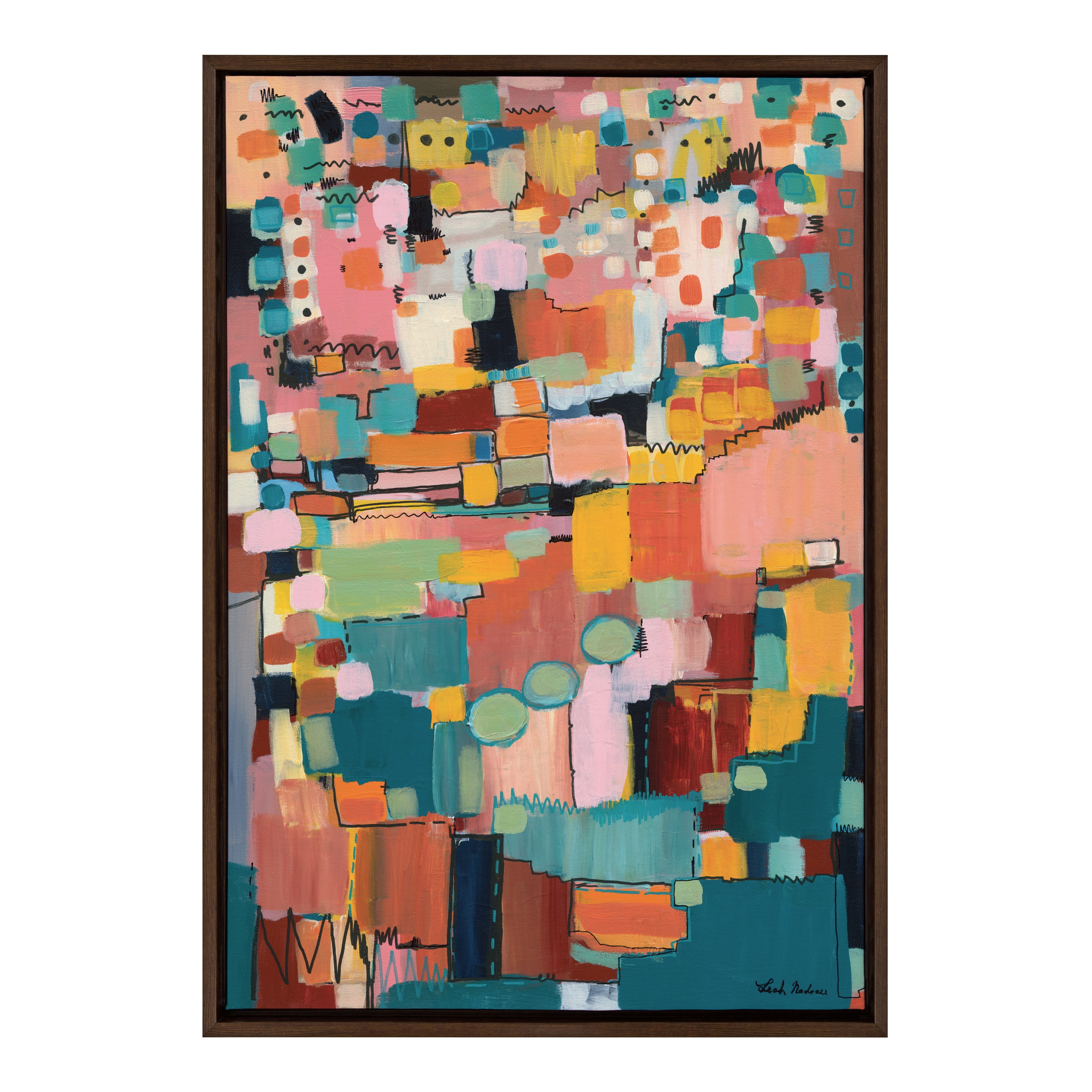 Kate and Laurel Sylvie Sunset Fiesta Framed Canvas Wall Art by Leah ...