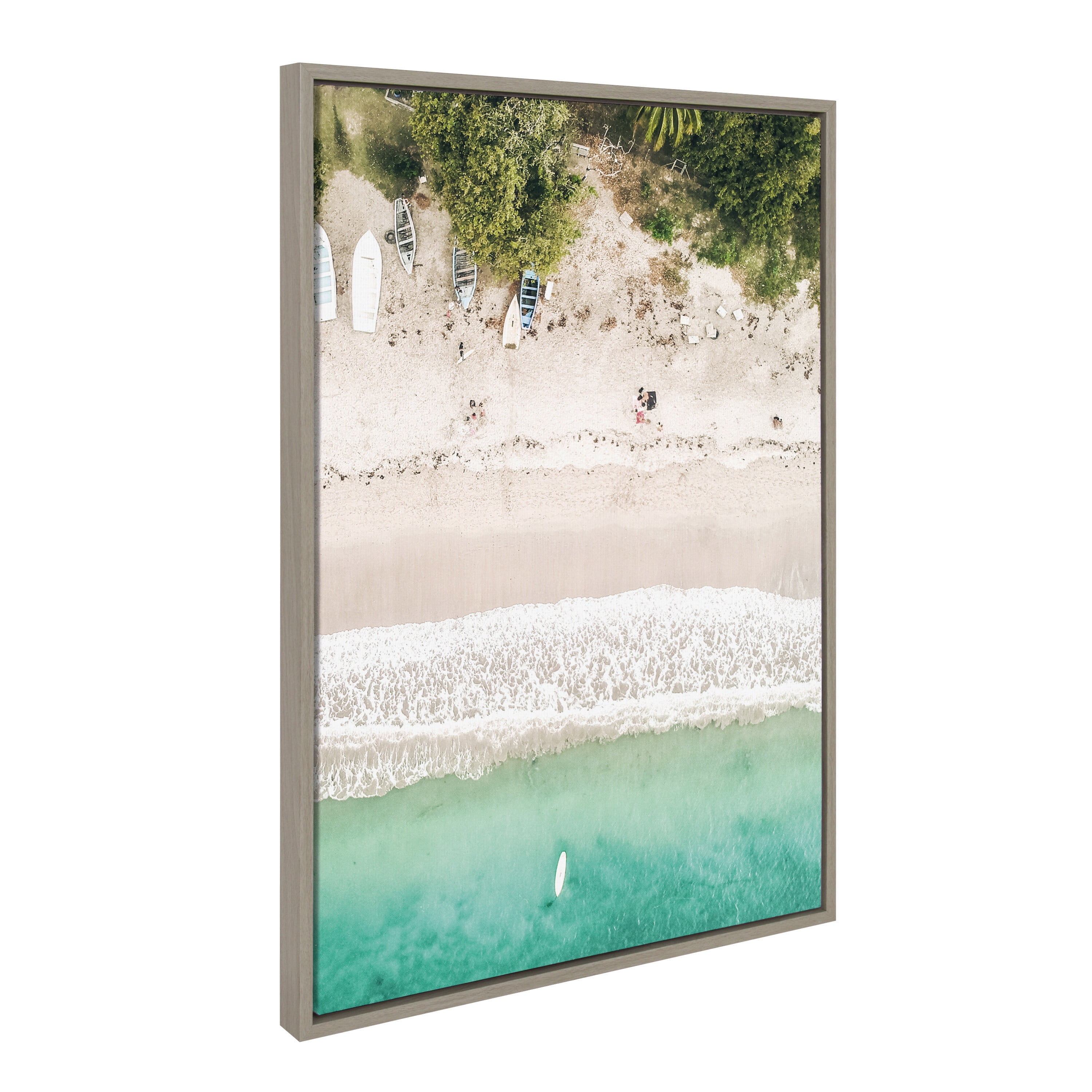 Kate and Laurel Sylvie Tropical Beach from Above Framed Canvas Wall Art ...