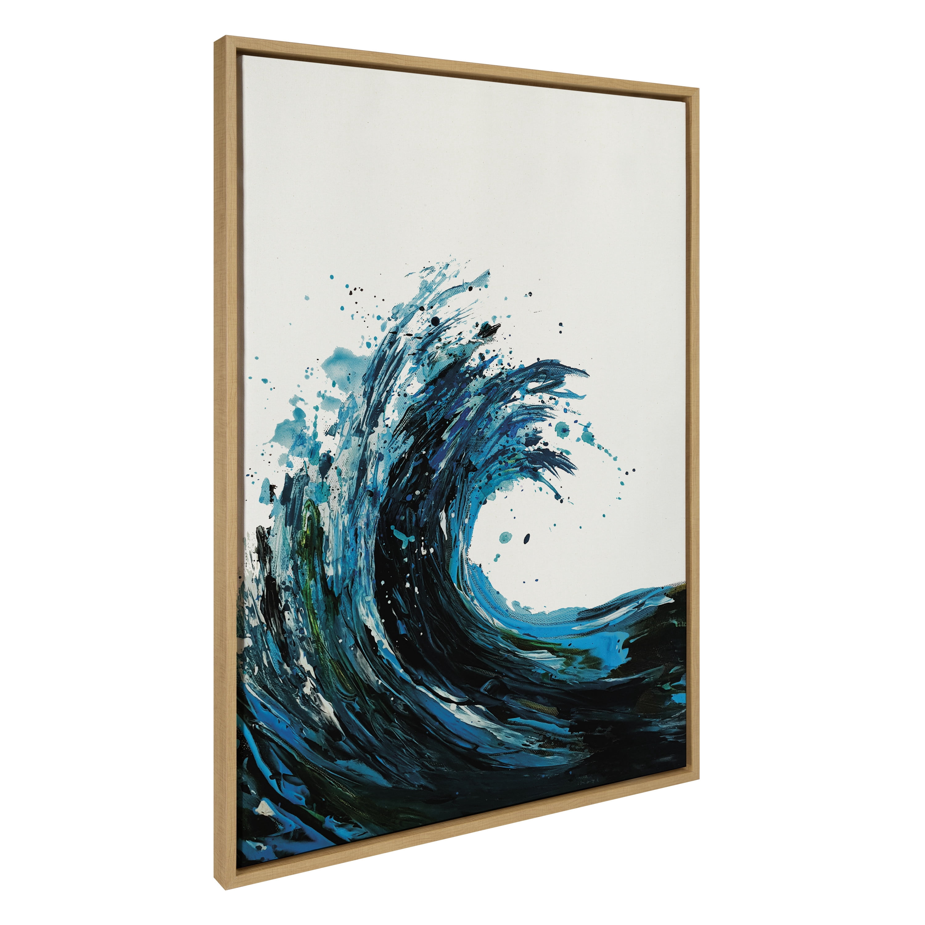 Kate and Laurel Sylvie Wave Framed Canvas Wall Art, 28x38 Natural ...