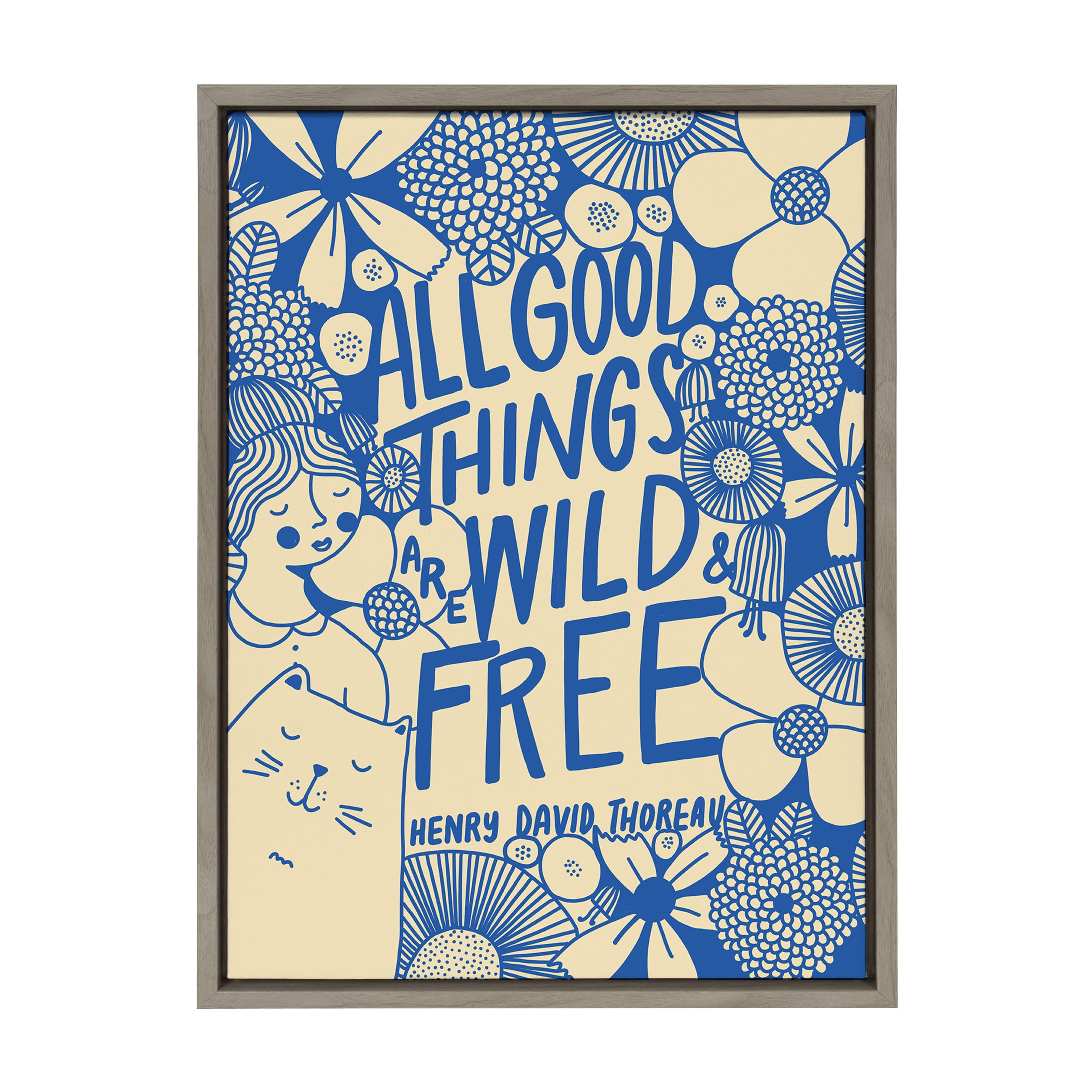 Kate and Laurel Sylvie Wild and Free Framed Canvas Wall Art by Keely ...