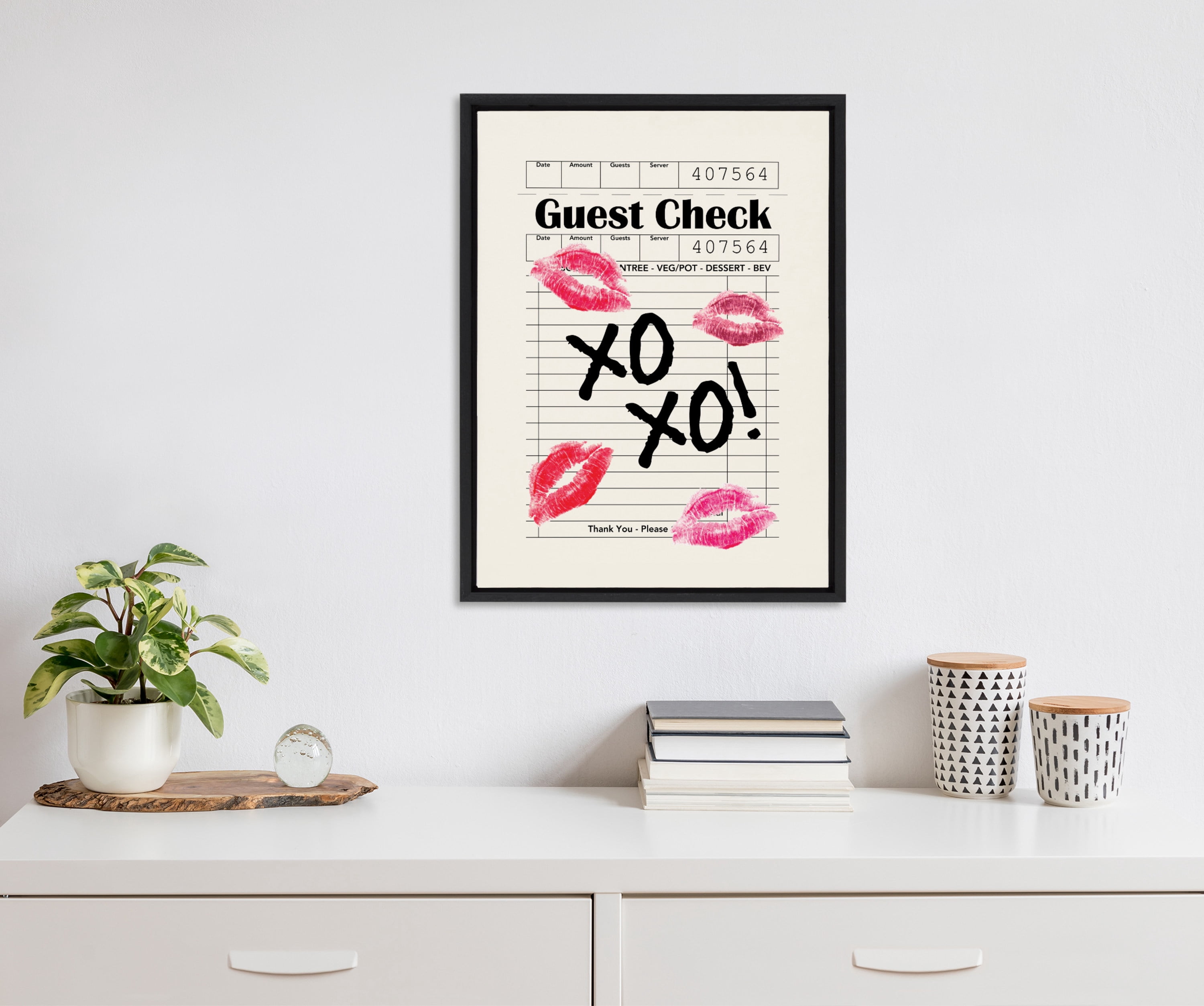 Kate and Laurel Sylvie XOXO Kisses Guest Check Framed Canvas Wall Art ...