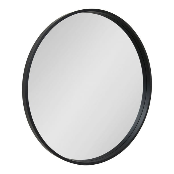 Kate and Laurel Travis Round Wood Wall Mirror, 31.5" Diameter, Black ...