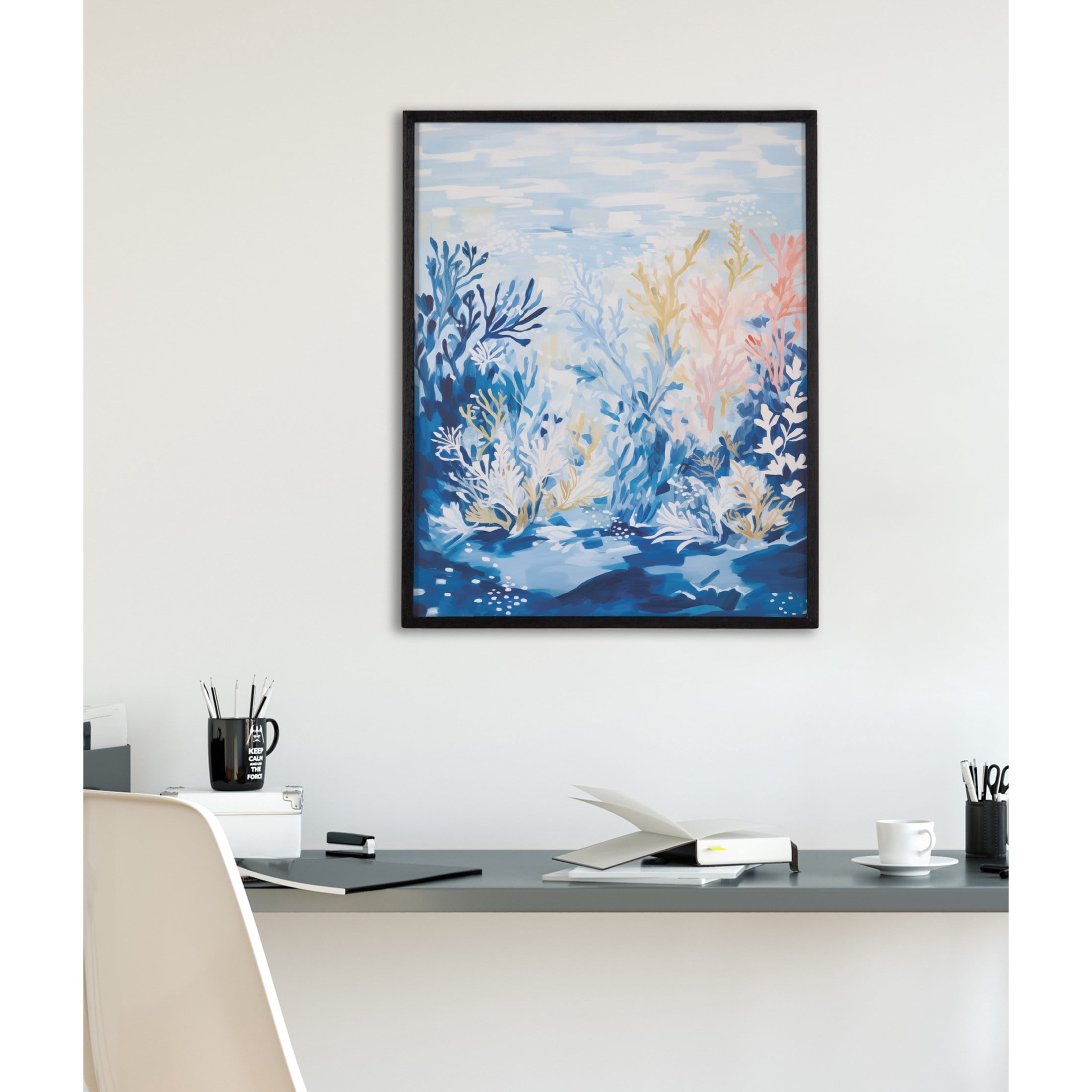 Kate and Laurel Underwater Ocean Landscape Framed Wall Art by The ...