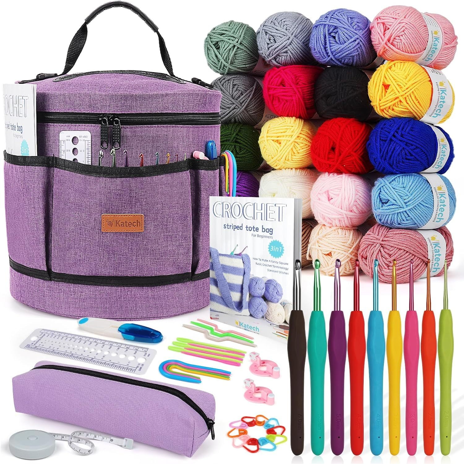 Katech Crochet Kit for Beginners, Beginner Crochet Kit for Adults and ...