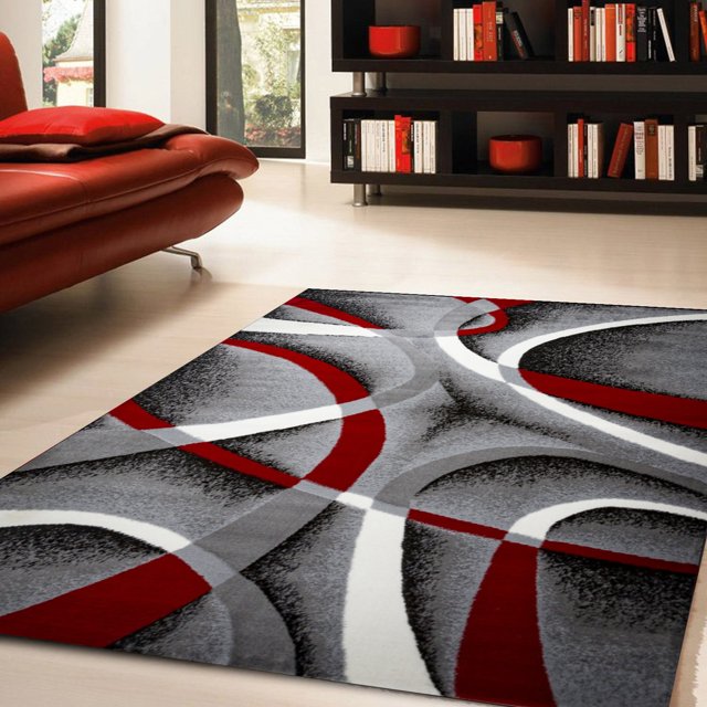 Katelynn Area Rug F 7500 Gray-Red 3' x 5' - Walmart.com