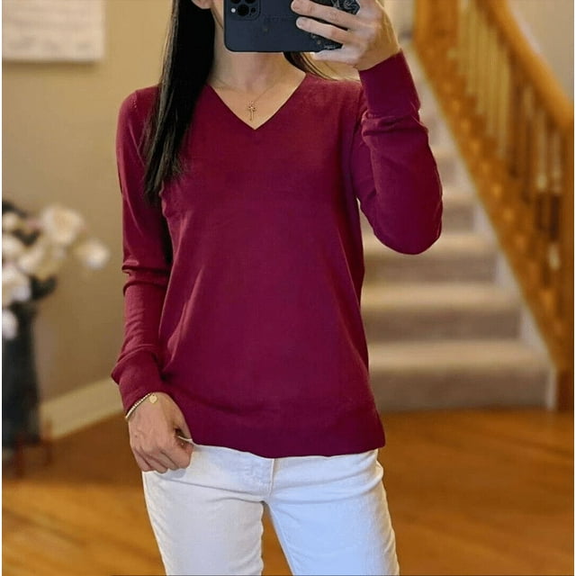 Katherine Barclay Ladies' Extra Fine Merino Wool V-Neck Sweater ...